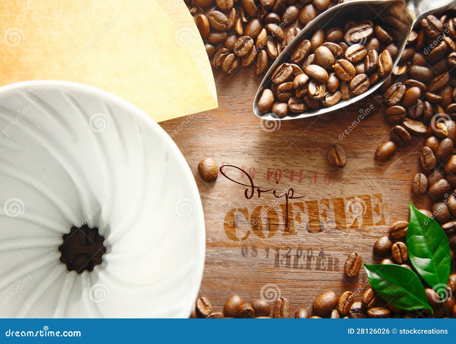 Portable Filter with Coffee Beans Stock Photo - Image of label, aroma ...