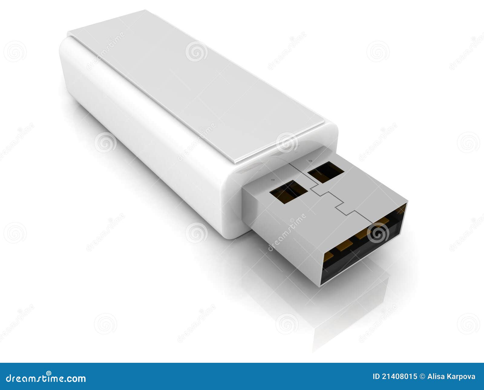 Portable Flash Usb Drive on White Stock Illustration - Illustration of ...