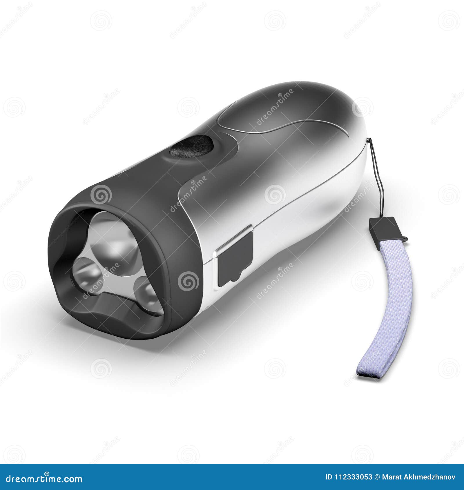 Portable Flashlight on White 3d Illustration Render Stock Image - Image ...