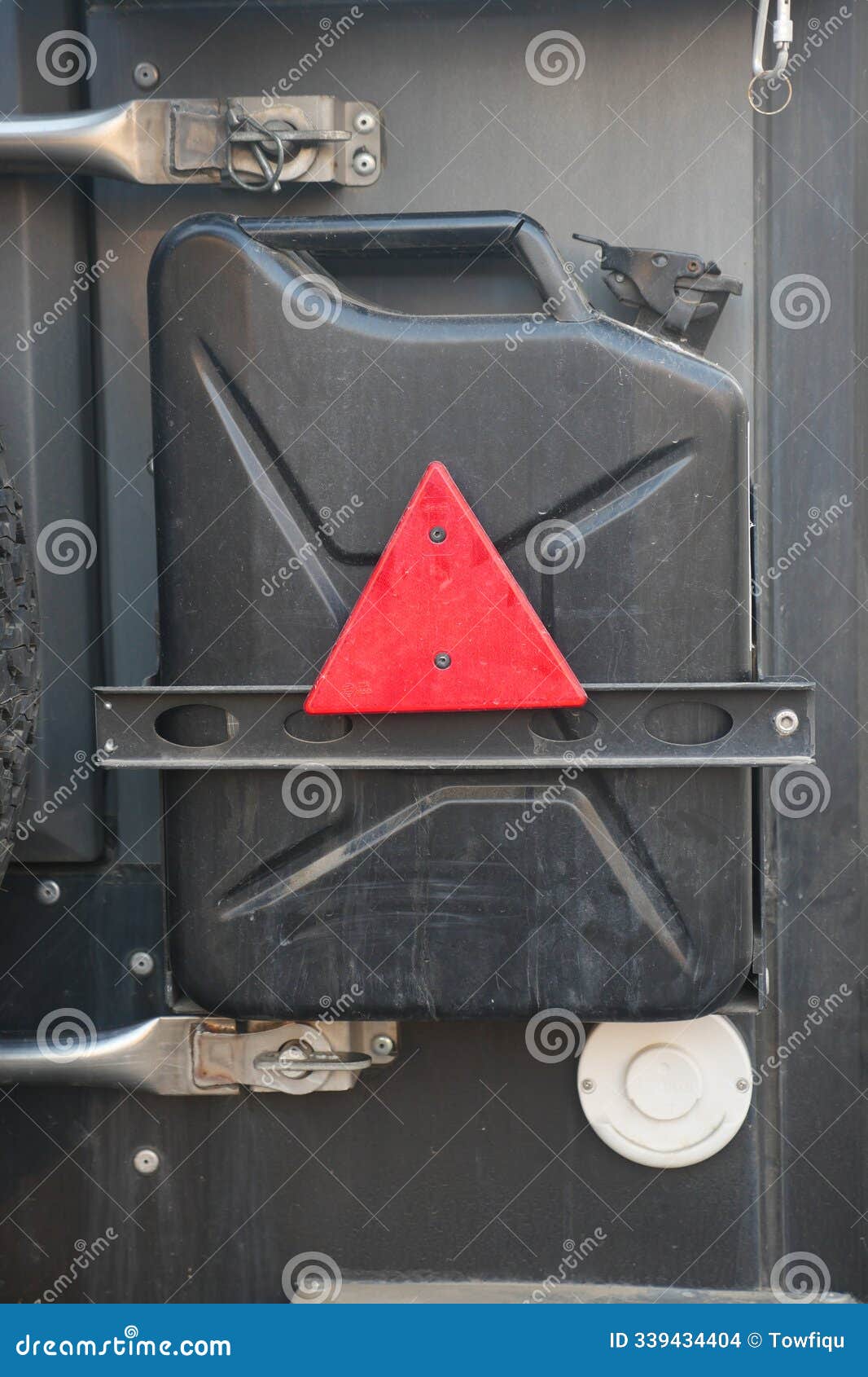 This is a Portable Fuel Container Equipped with a Safety Triangle for ...