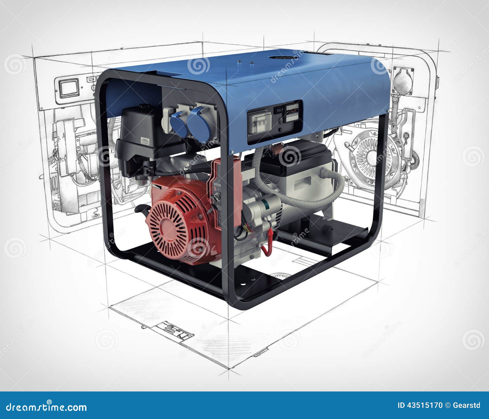 Portable Generator Isolated On A White Background Royalty-Free Cartoon ...