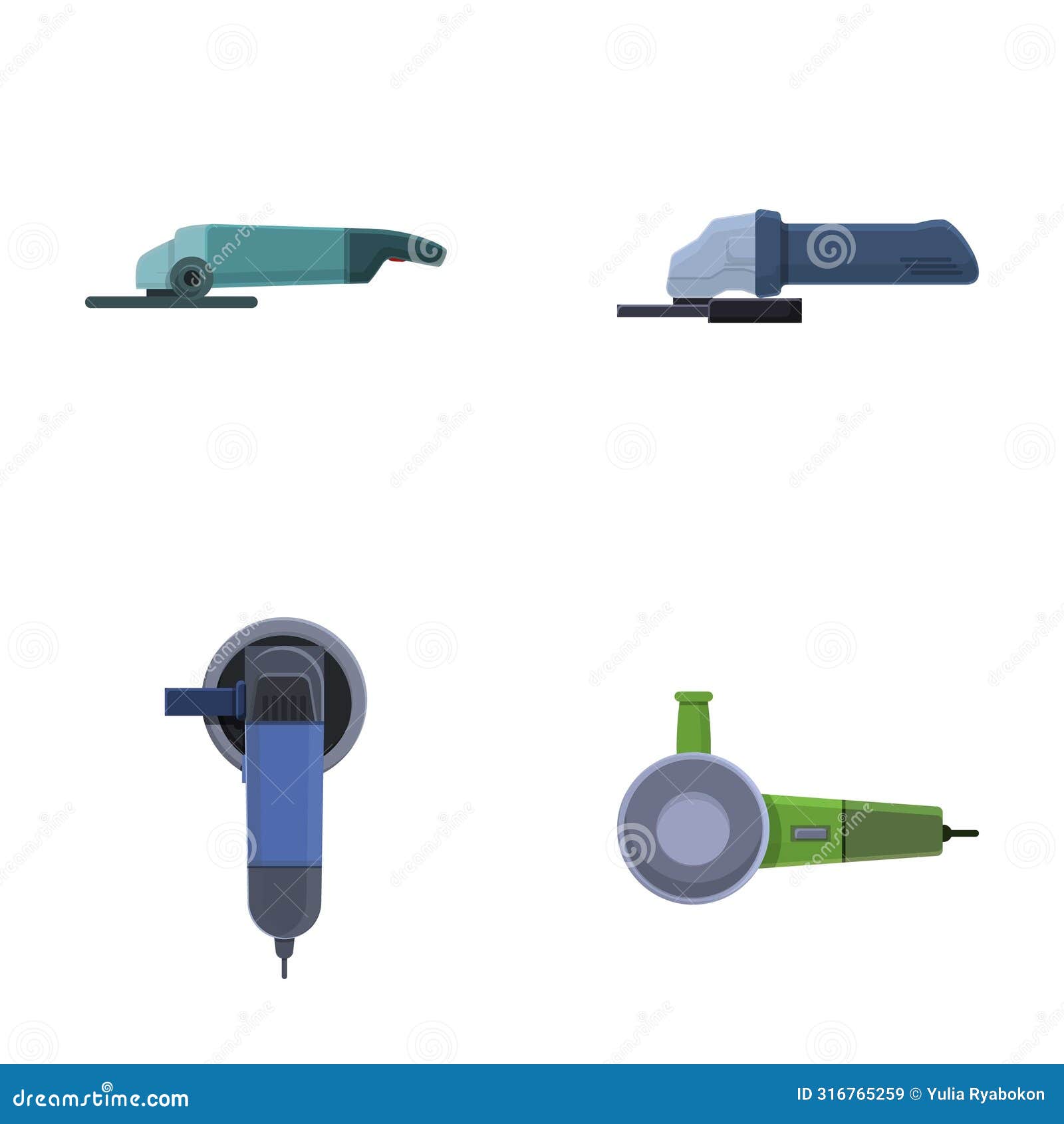 Portable Grinder Icons Set Cartoon Vector. Various Grinding Machine ...