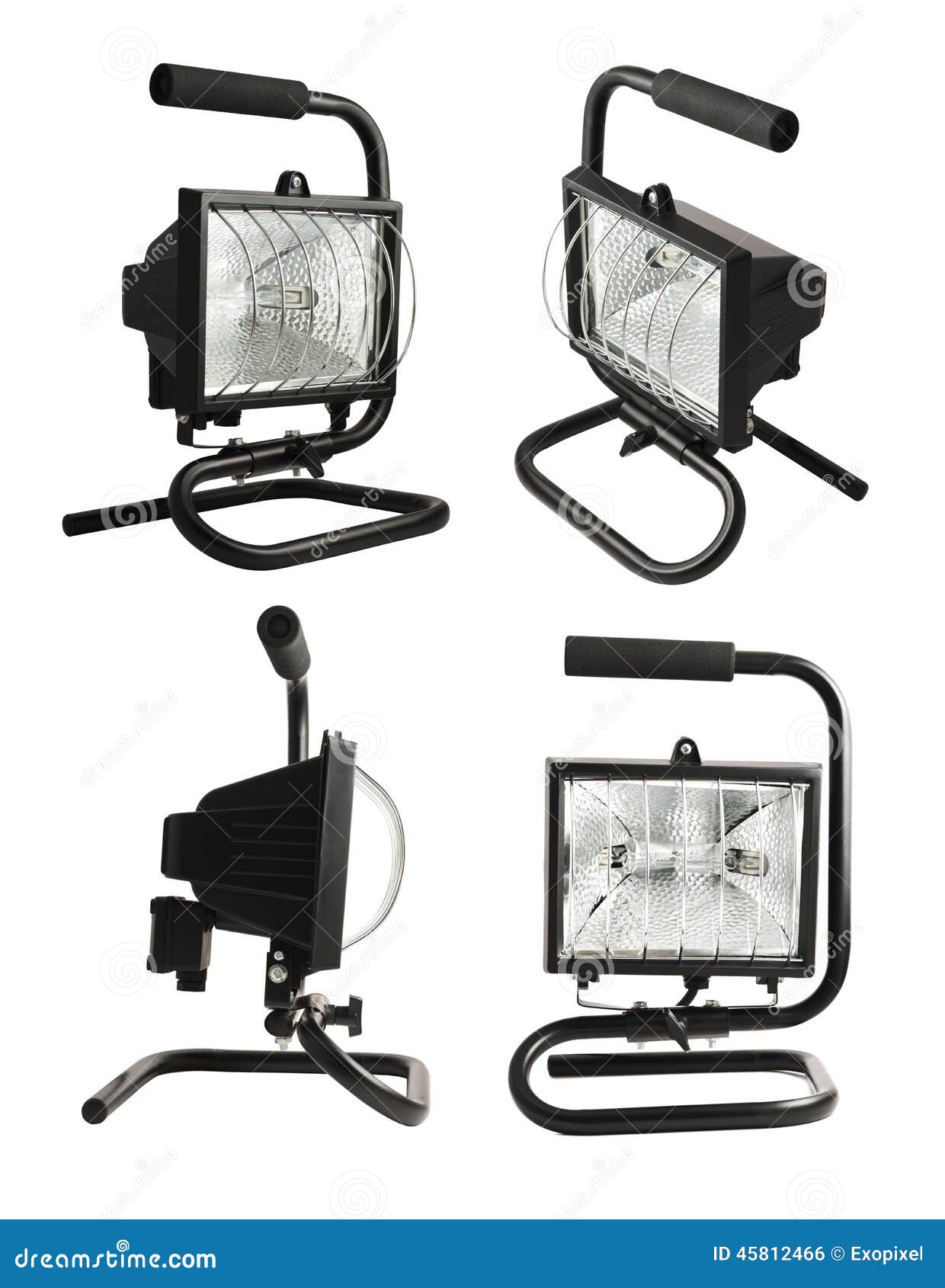 Portable Halogen Construction Lamp Isolated Stock Photo - Image of ...