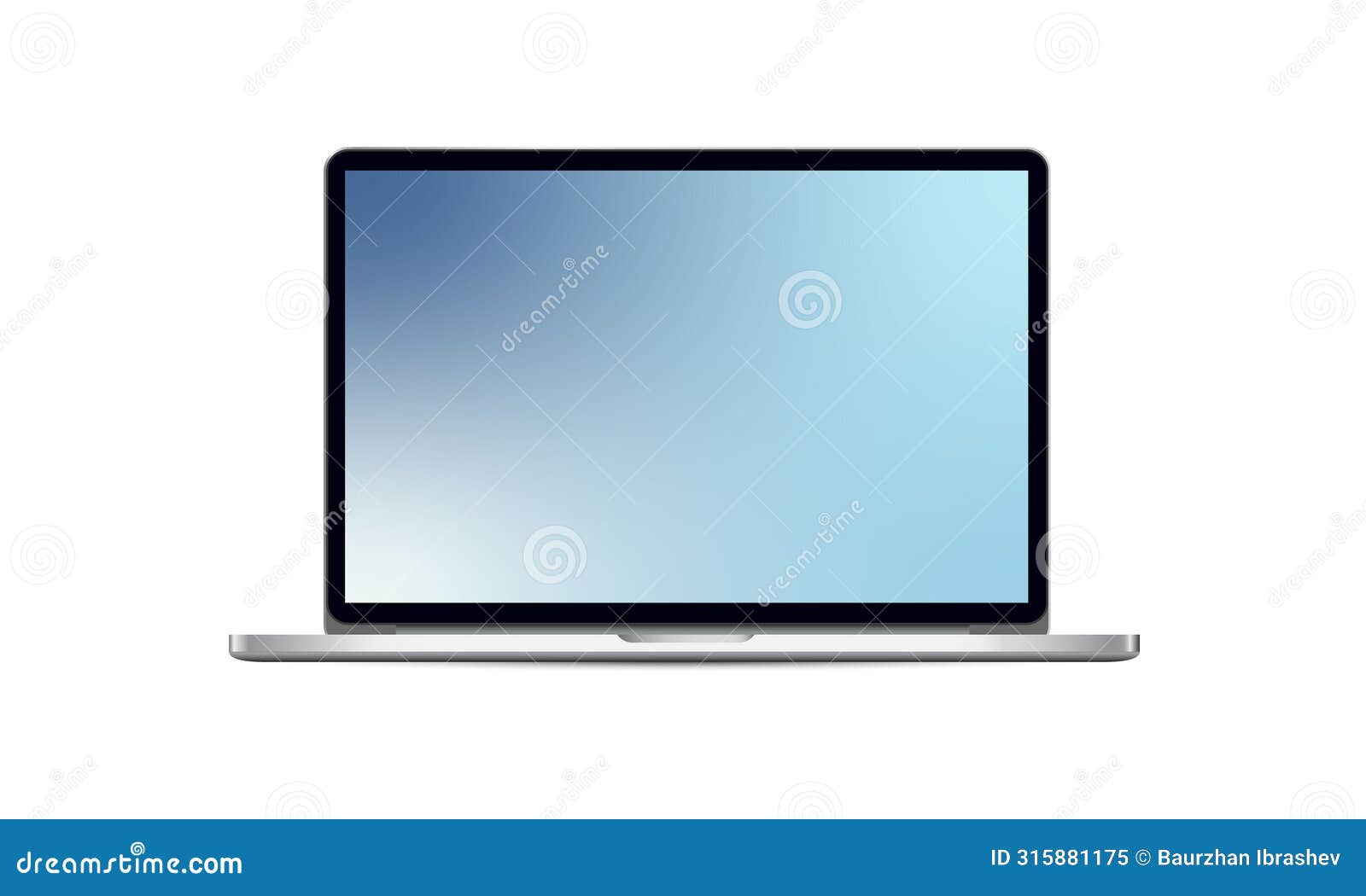 A Portable Laptop Mockup. Notebook Front View on White Background Stock ...