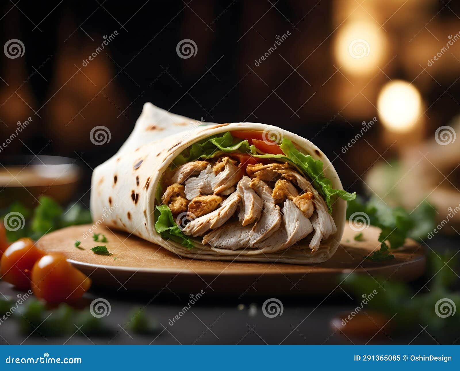 A Portable Meal of Protein and Veggies Chicken Wrap Stock Illustration ...