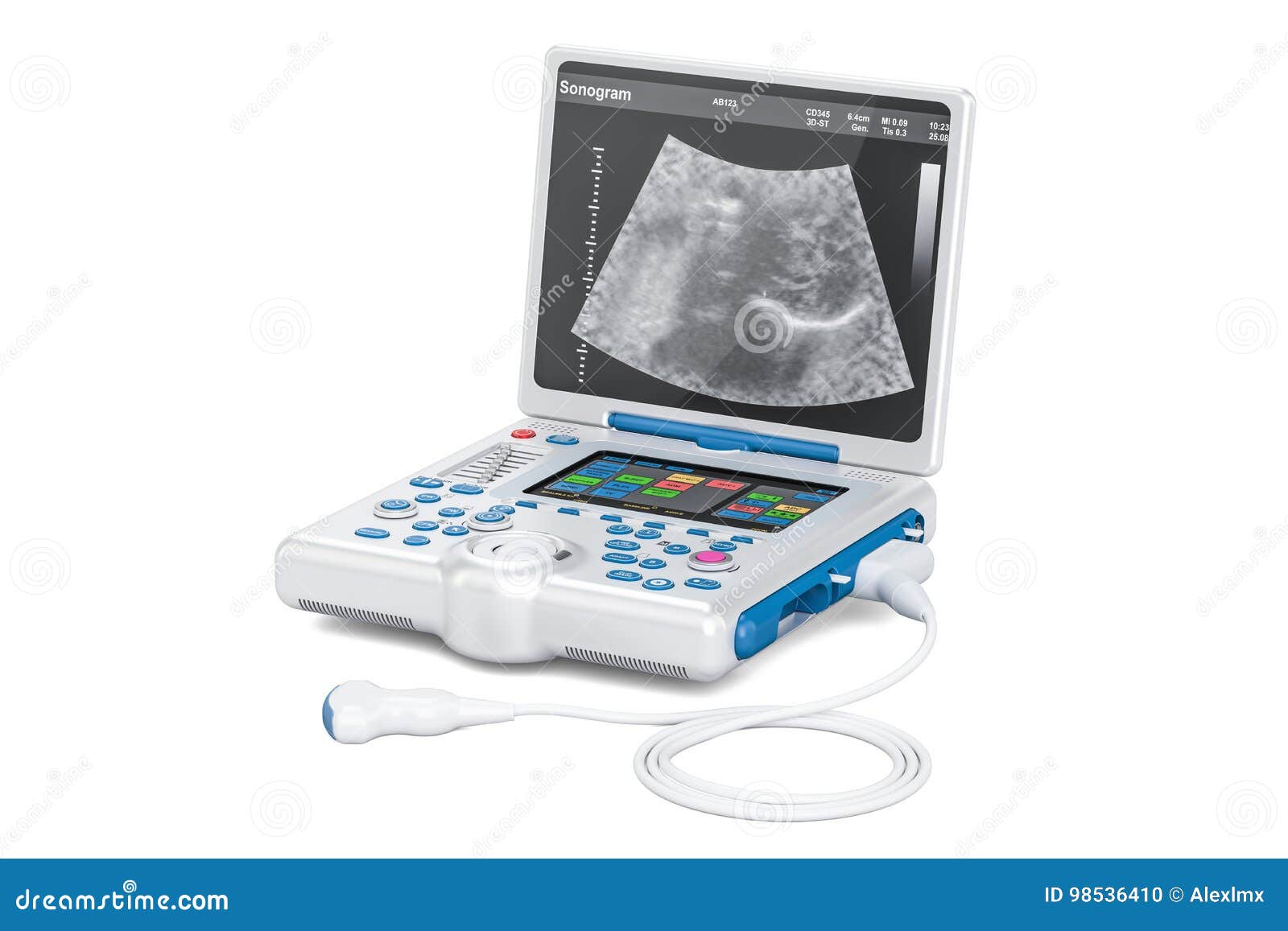 Portable Medical Ultrasound Diagnostic Machine Scanner 3d Rend Stock
