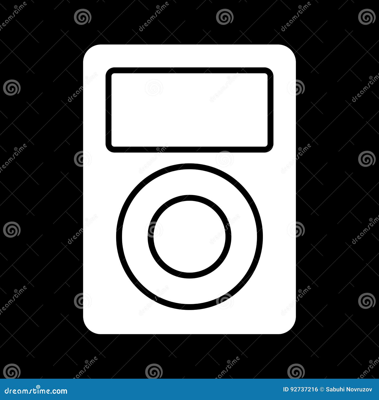 Portable Music Device. Vector Icon. Music Player Isolated on Black ...
