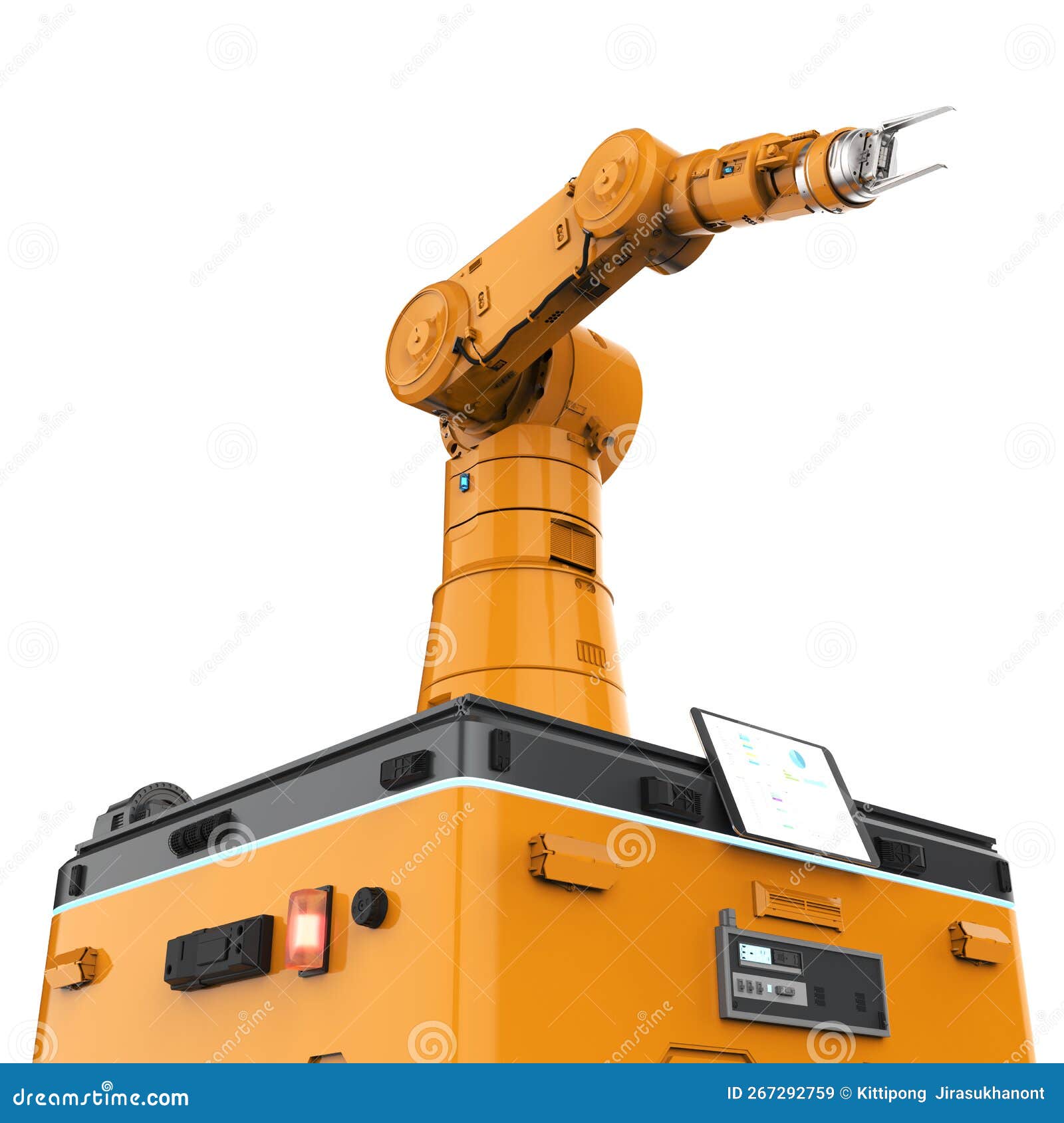 Portable Orange Transistor Radio Receiver. Isolated On White Background ...