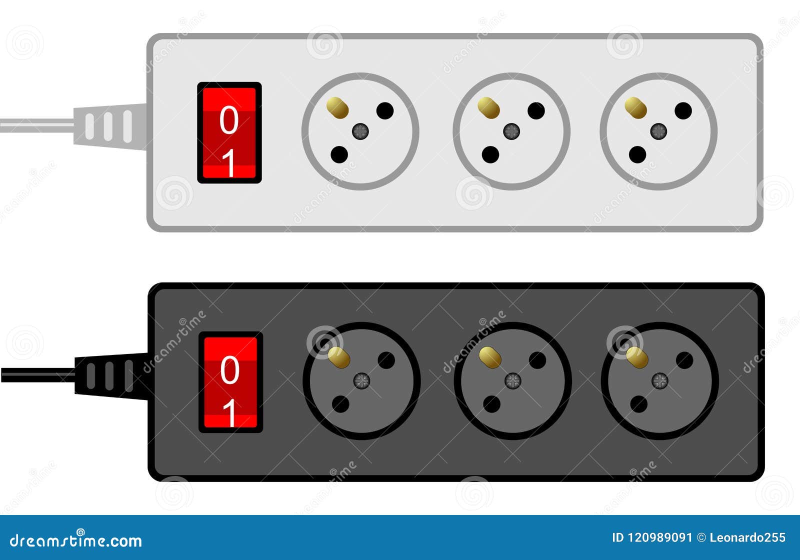 Electrical Socket Outlet With White Base, Two Inputs With Three Pins ...