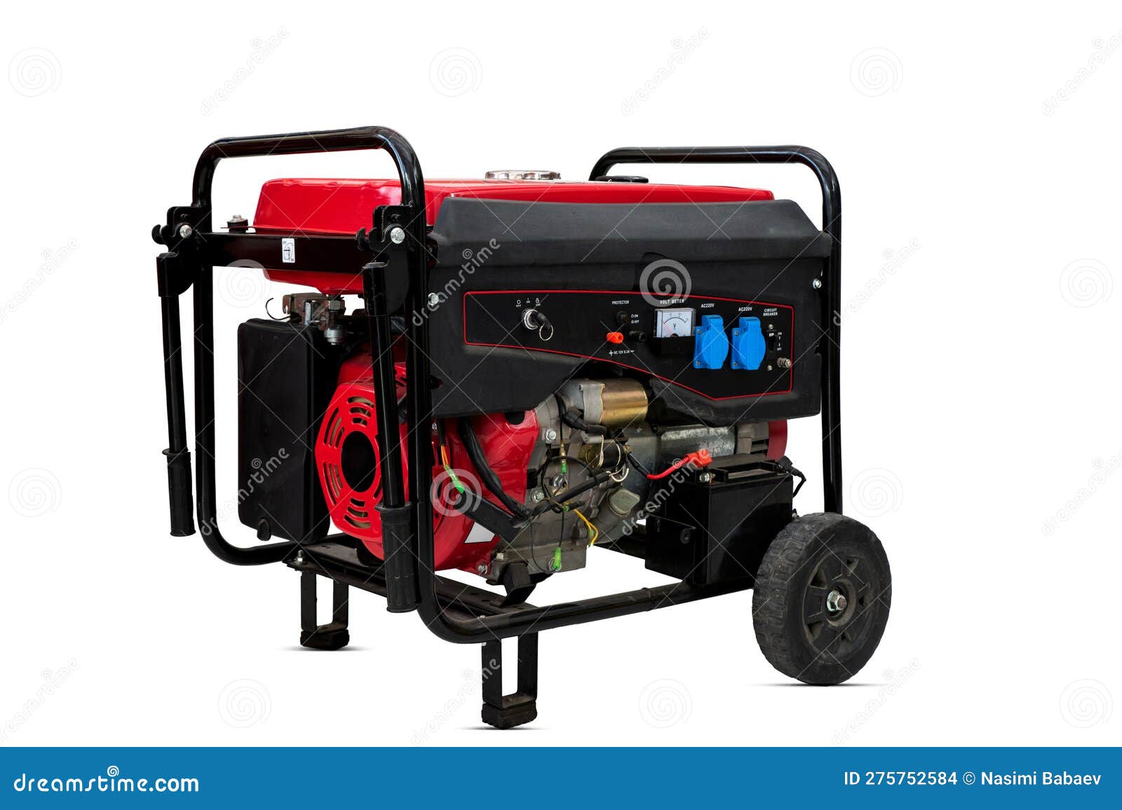 Portable Red Electric Generator Stock Photo - Image of technology ...
