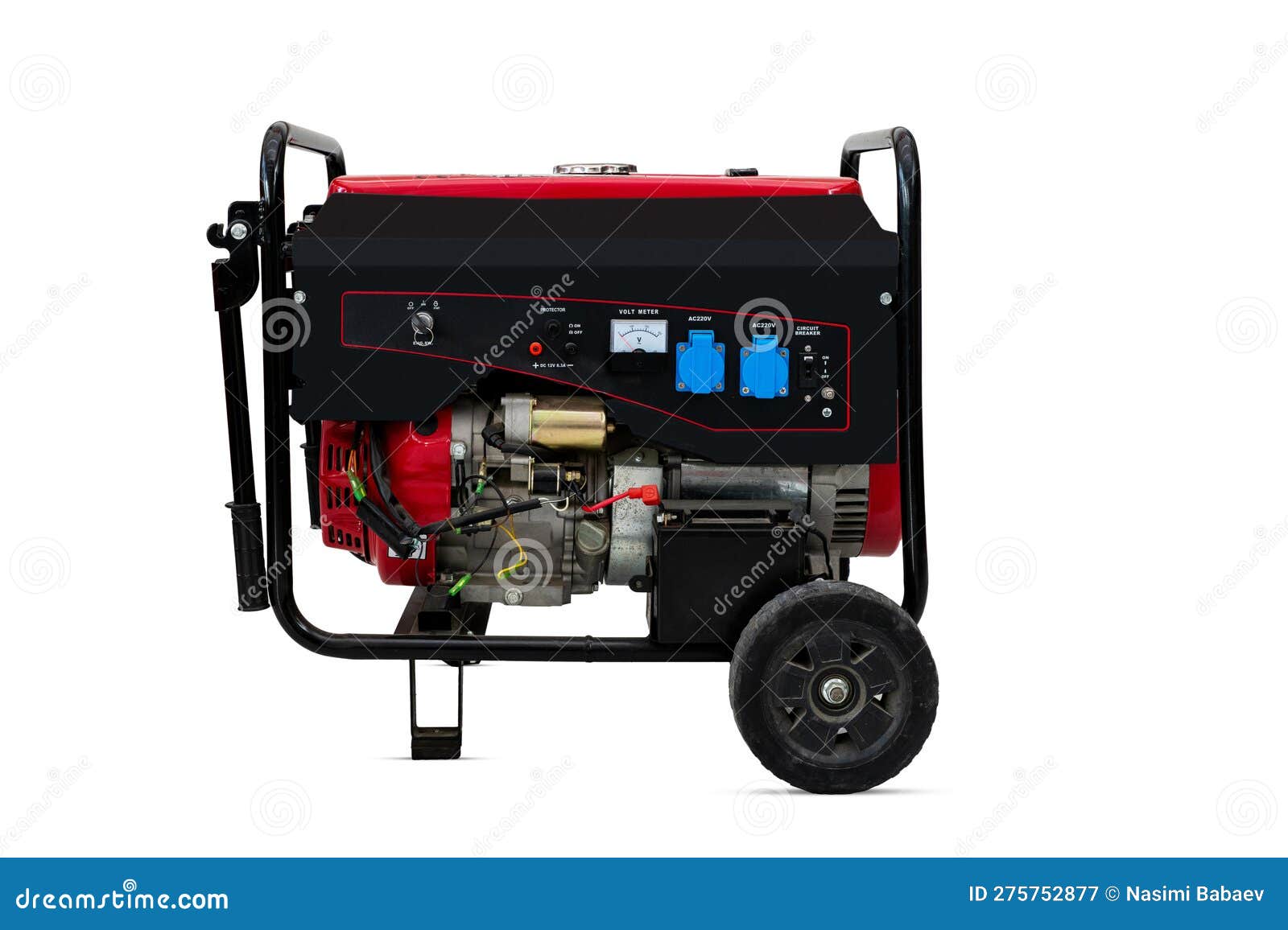 Portable Red Electric Generator Stock Illustration - Illustration of ...