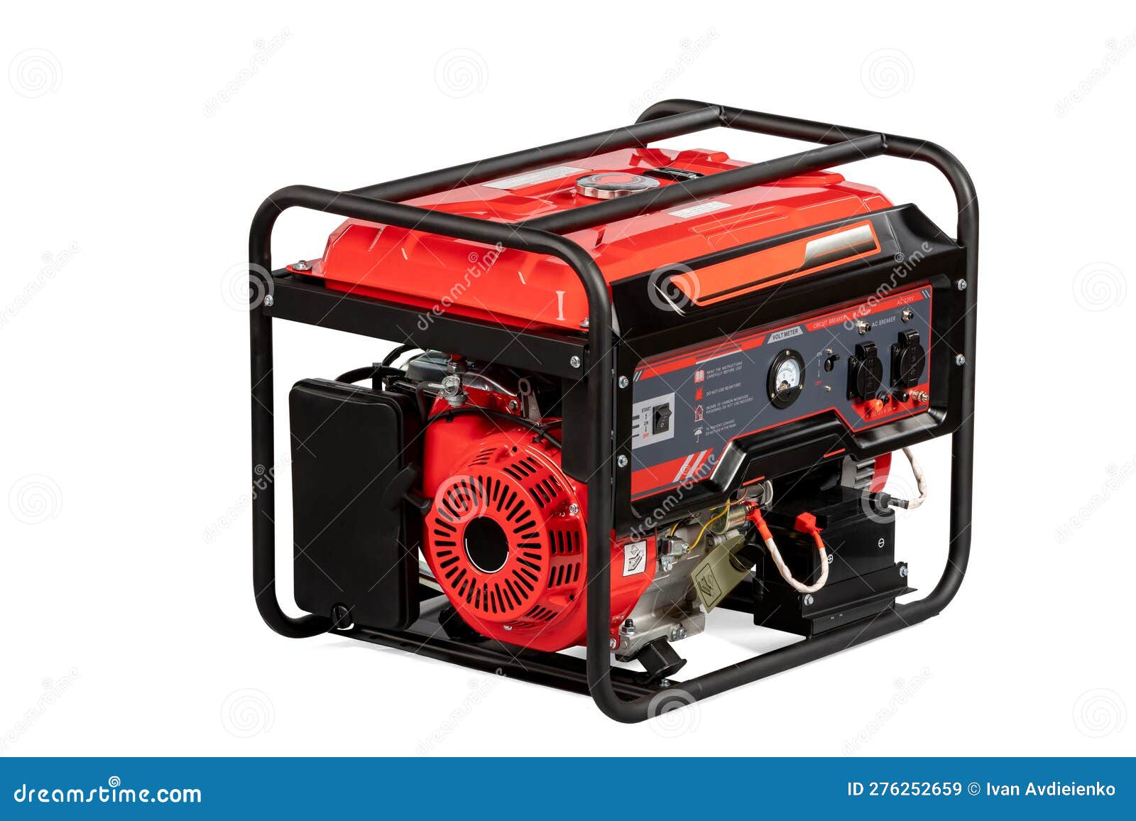 Portable Red Electric Generator Isolated on White for Backup Energy ...