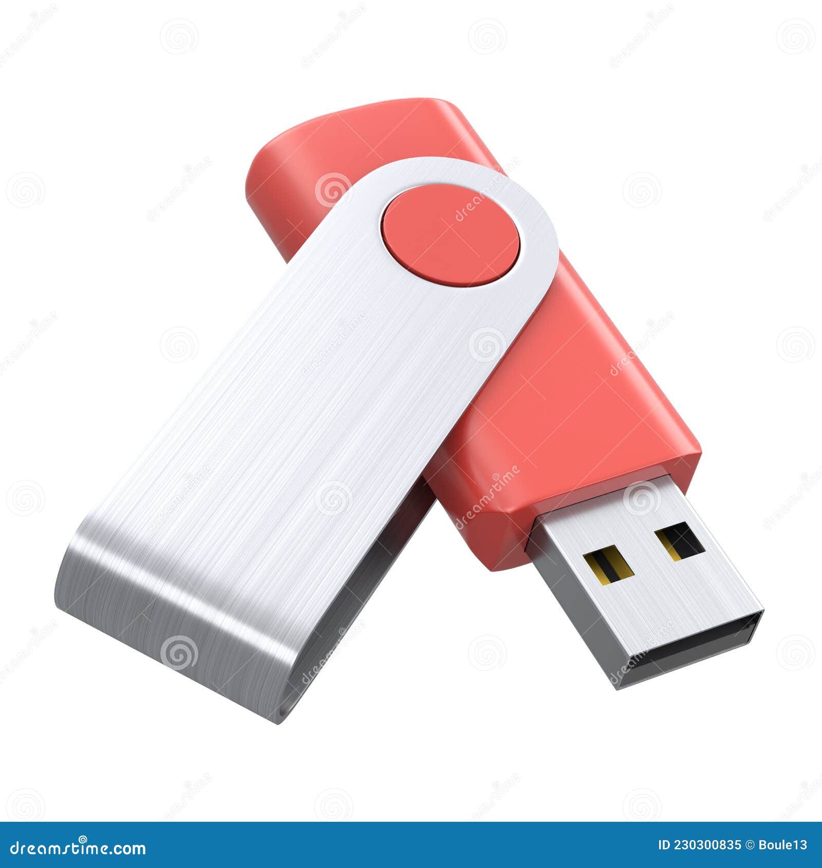 Portable Red USB Flash Drive Stick for Workspace Isolated on White ...