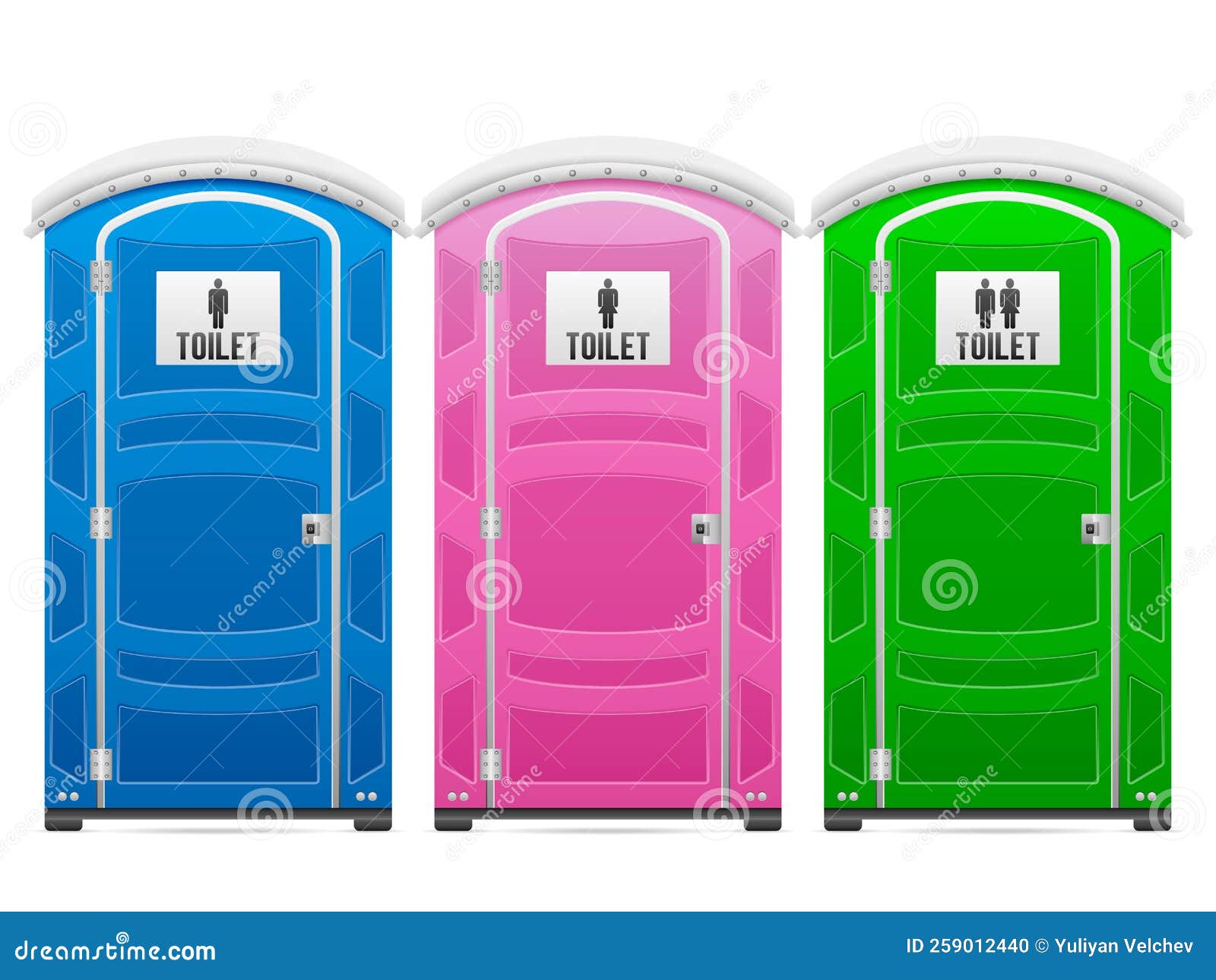 Portable Restrooms In Flat Vector Illustration Symbolizing Public ...
