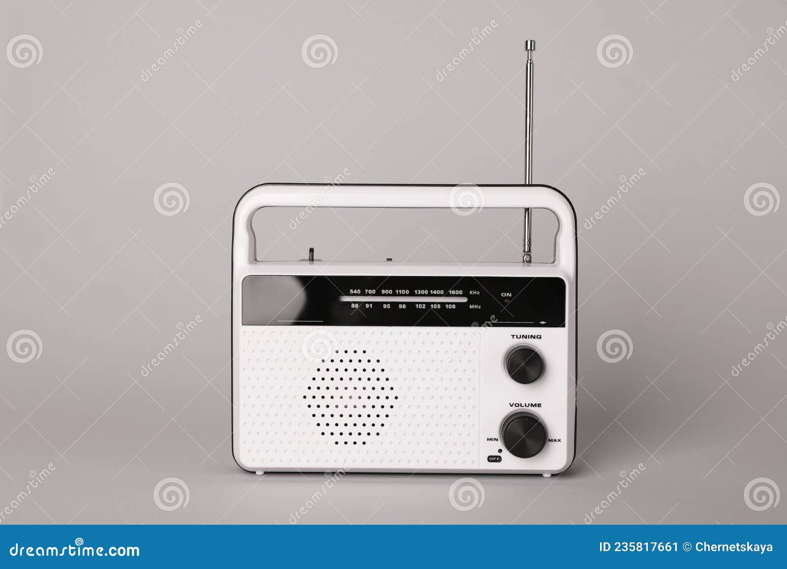 Portable Retro Radio Receiver on Grey Background Stock Image - Image of ...