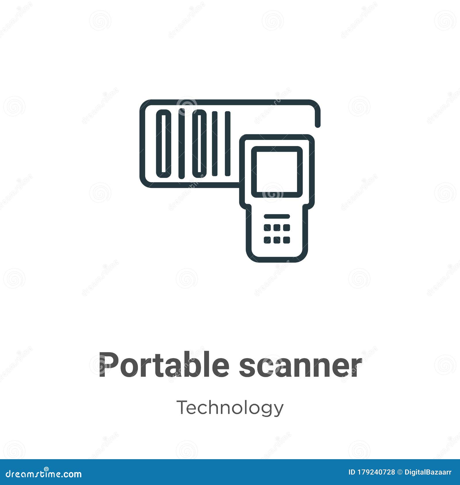 Portable Scanner Outline Vector Icon. Thin Line Black Portable Scanner ...