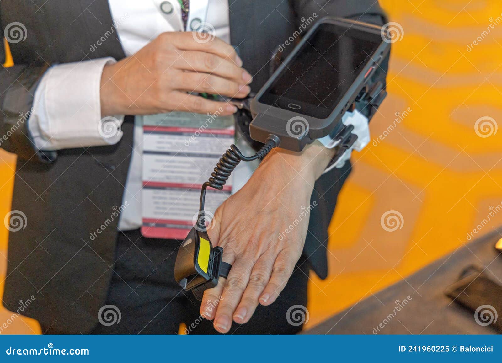 Ring Barcode Scanner Computer Stock Image - Image of finger, hand ...