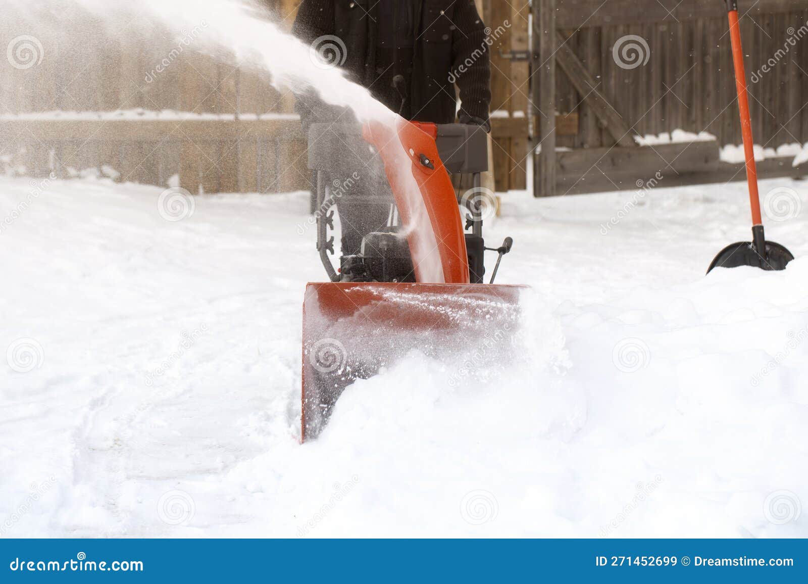 A Portable Snow Blower Powered by Gasoline. Snow Removal in Winter ...
