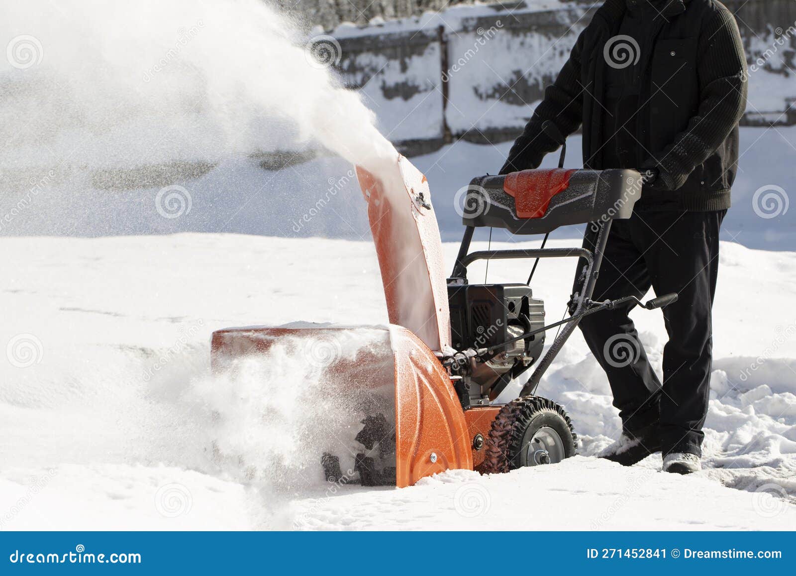 A Portable Snow Blower Powered by Gasoline. Snow Removal in Winter ...