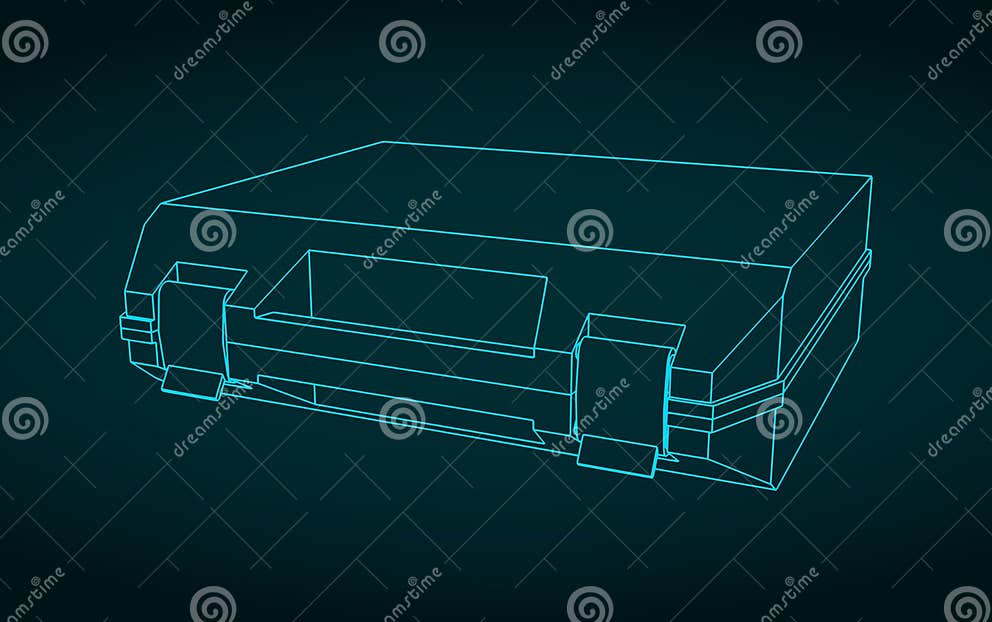 Portable Tool Kit Box Blueprint Stock Vector - Illustration of plastic ...