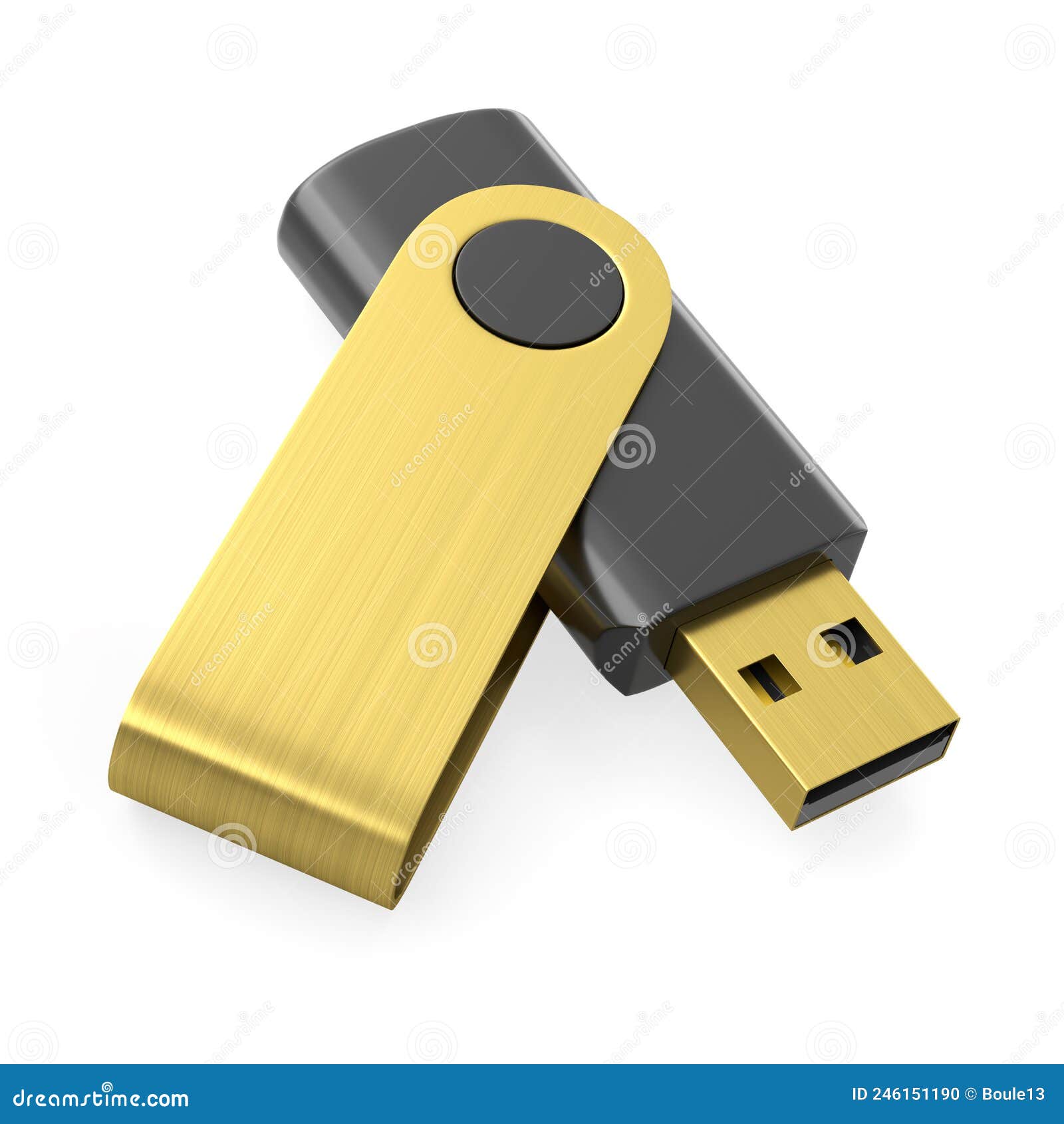Portable USB Flash Drive Stick for Workspace Isolated on White ...