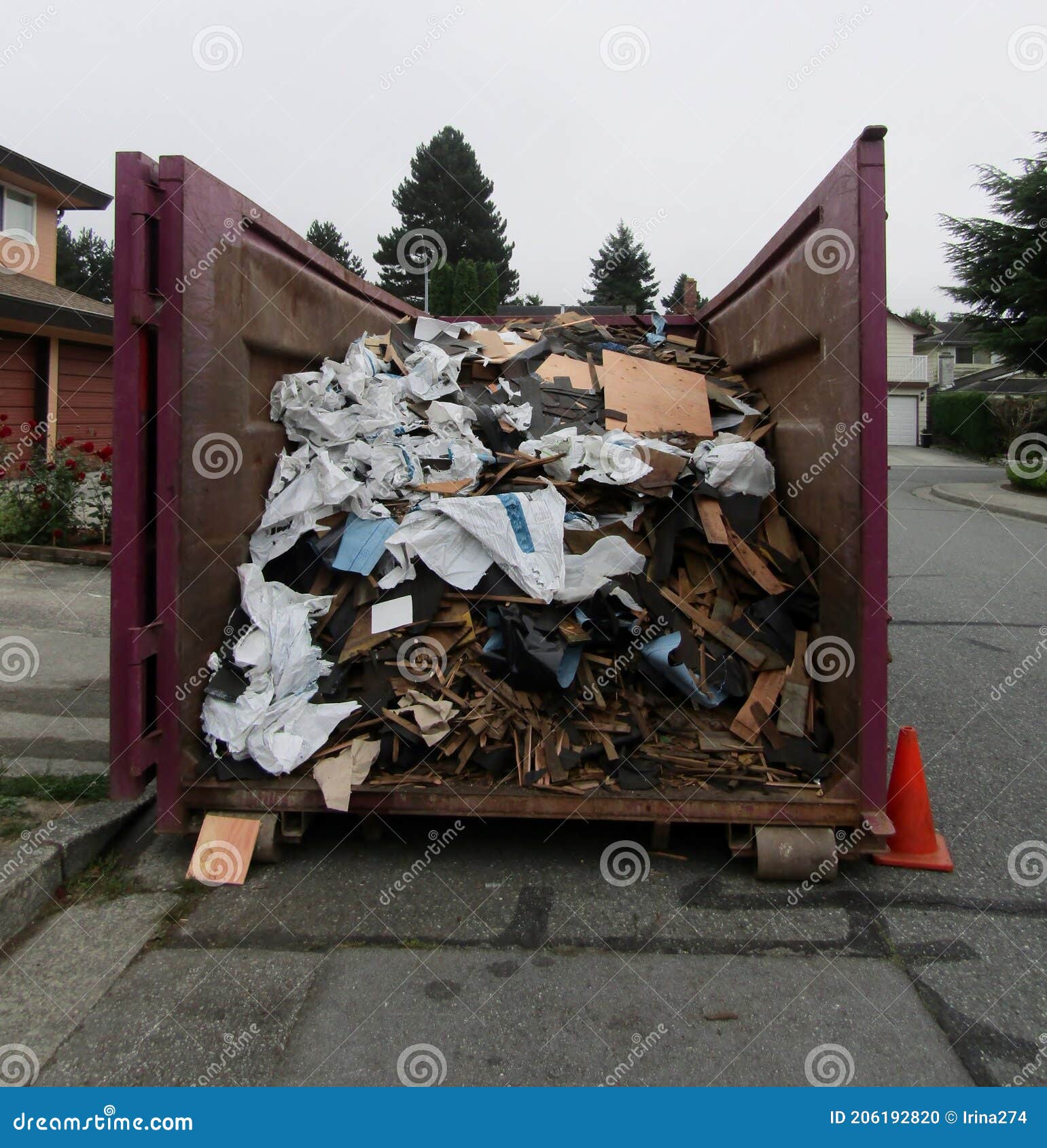 Portable Large Construction Waste Bin Stock Photo - Image of huge ...
