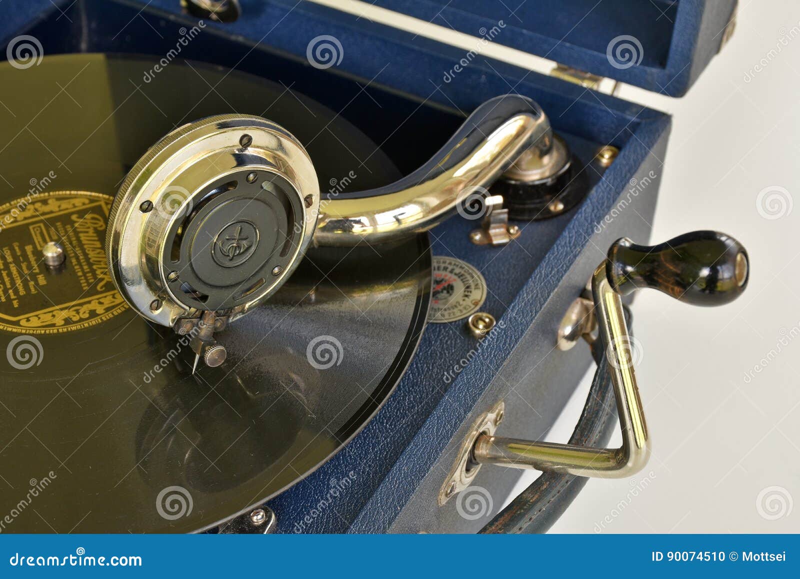 Portable Wind-up Phonograph Playing a Shellac Record Editorial Image ...