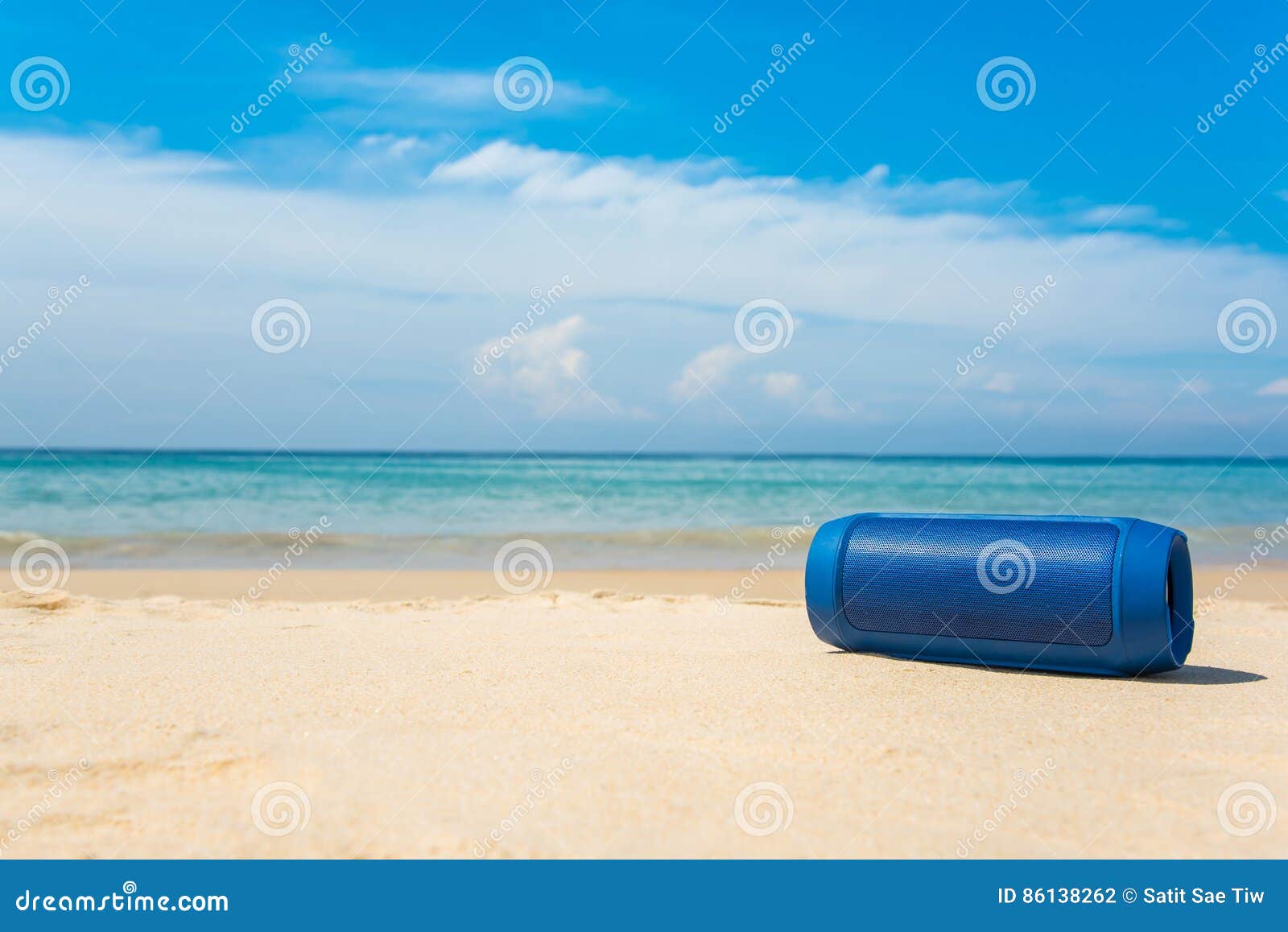Portable Wireless Speakers on the Beach. Stock Photo - Image of digital ...