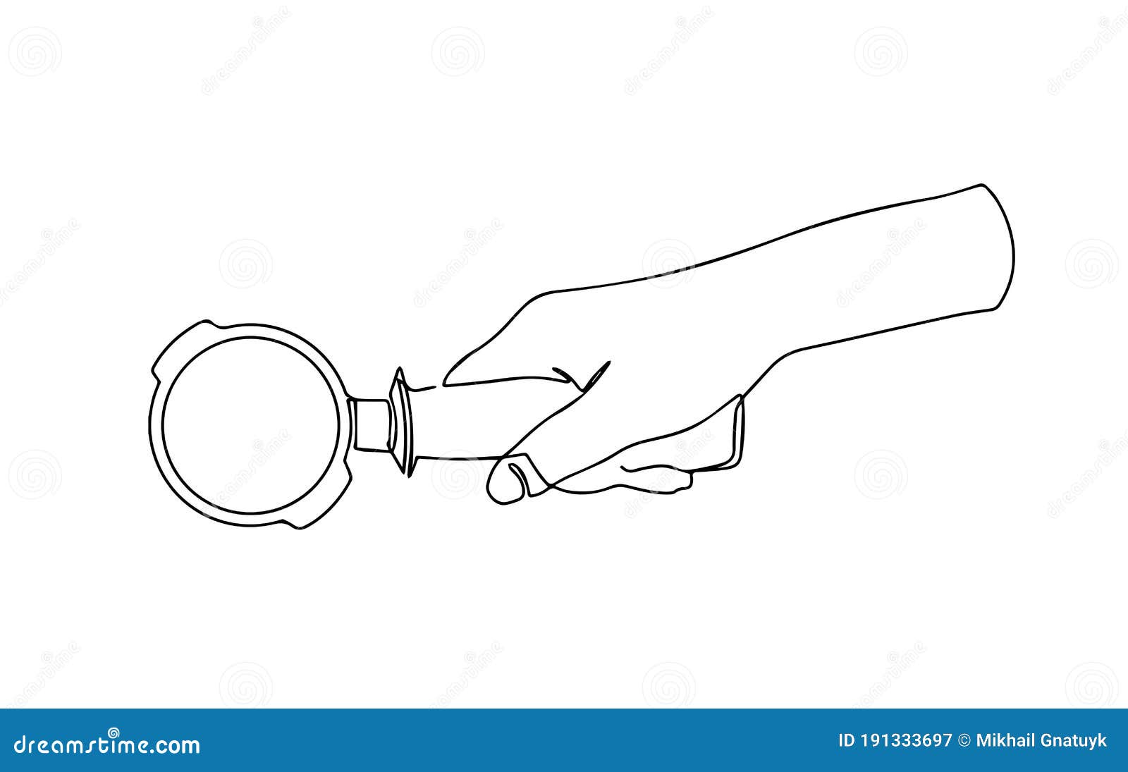 Portafilter Vector Illustration. One Line Coffee Device. Hand Holding ...