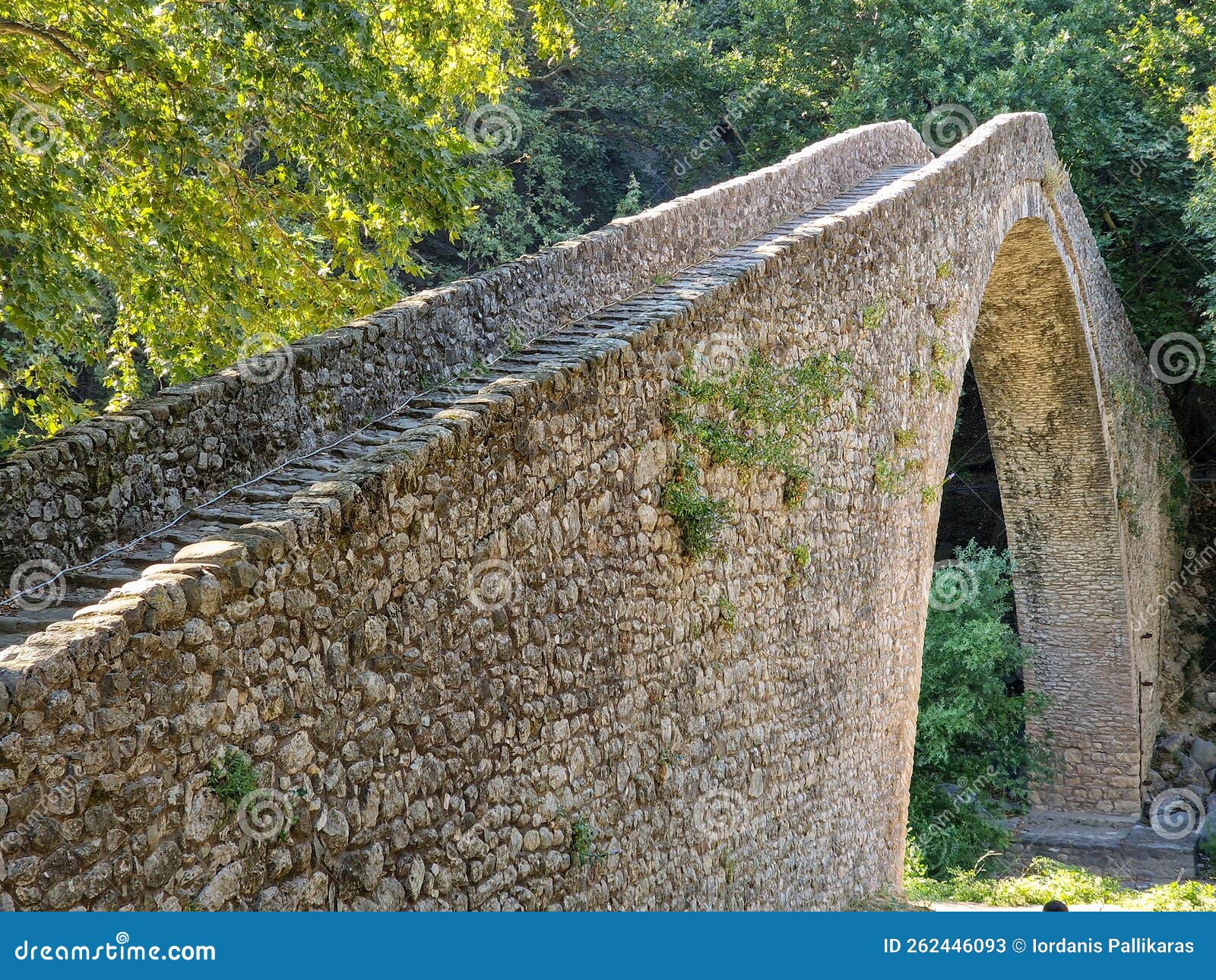 Portaikos River Single Arch Bridge at Pyli, Greece Stock Image - Image ...