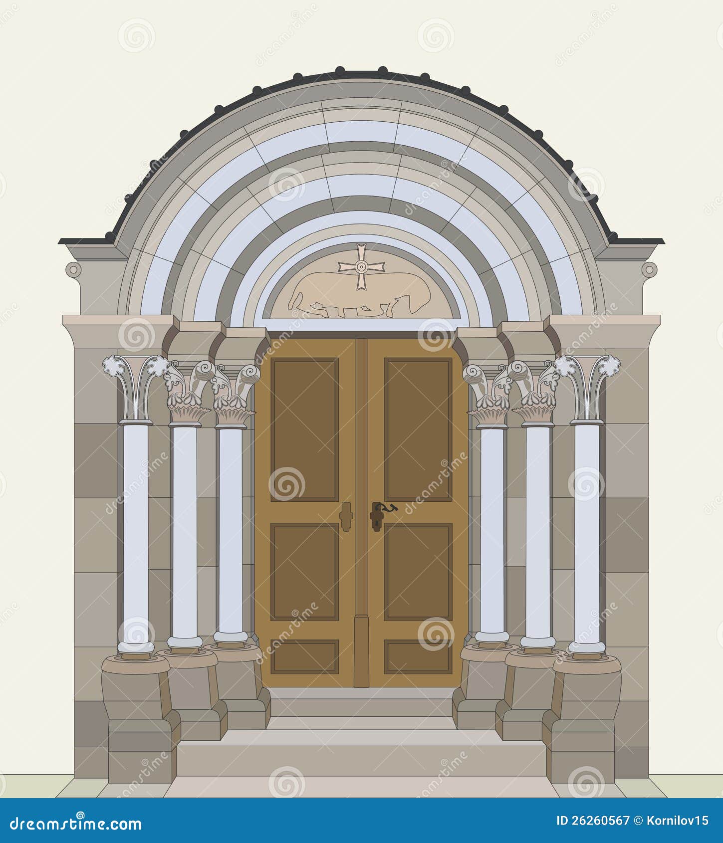 Portail roman illustration de vecteur. Illustration du catholicisme ...