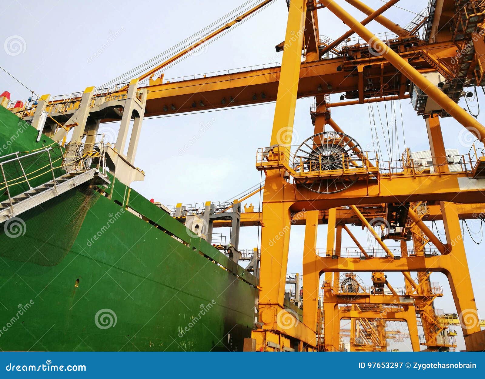 Portainer for Load and Unload from Container Ship Stock Image - Image ...