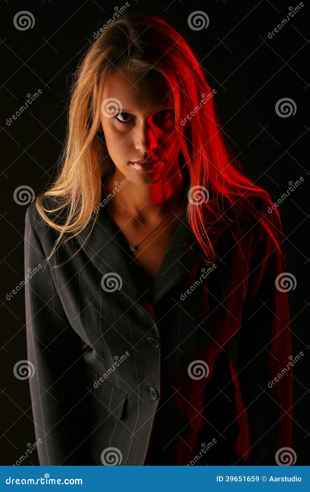 Portait of a Beautiful Girl Made with Ring Light and Some Red Backlight ...