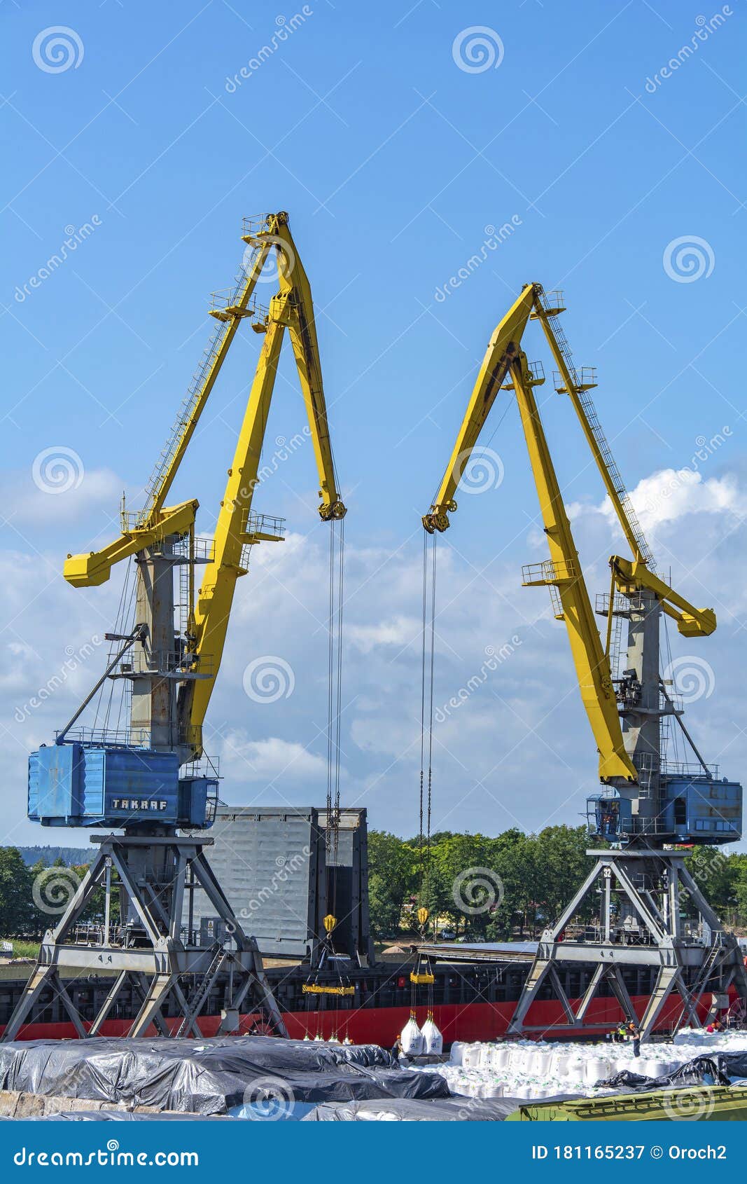 Portal Cranes in the Vyborg Port Editorial Photography - Image of ...