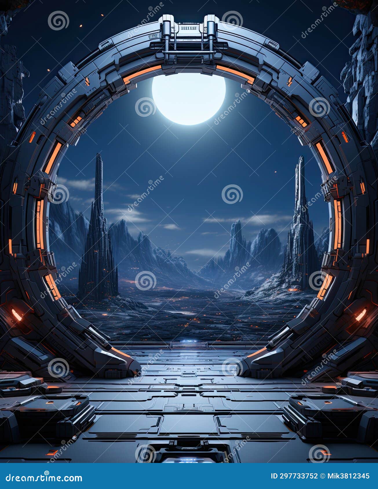 Portal in futuristic time. stock illustration. Illustration of portal ...