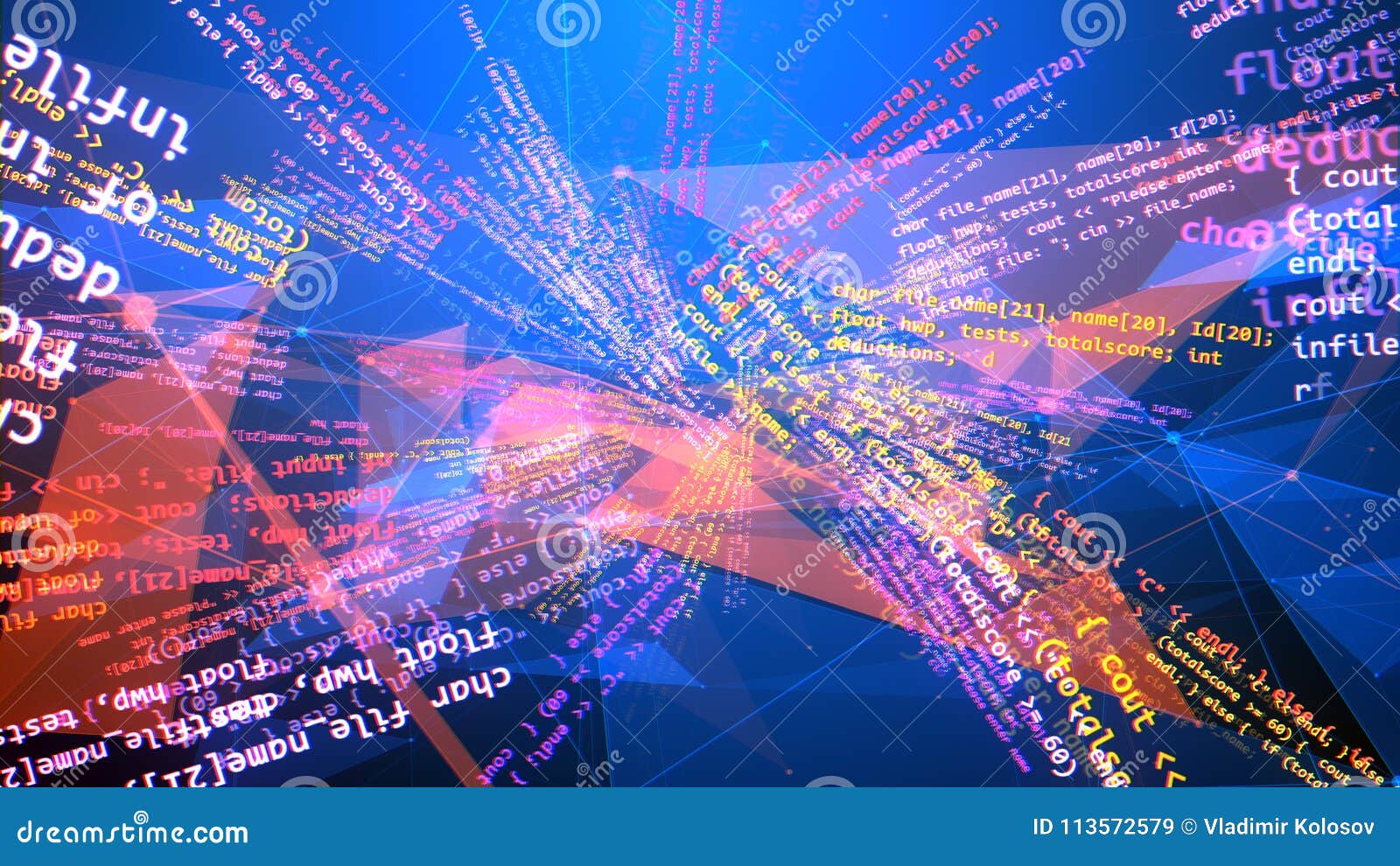 Multidimensional and Curved Coding Program Stock Illustration ...