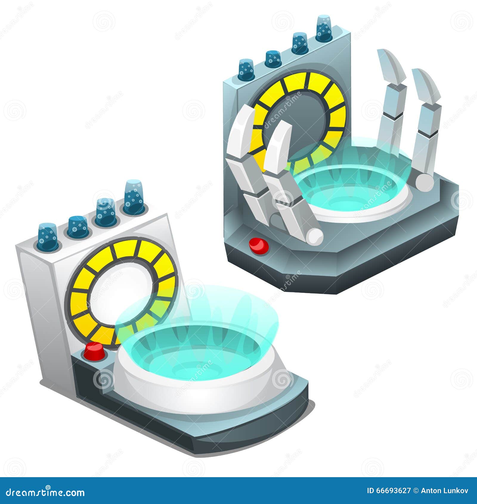 Portal Teleportation, Two Images Isolated Cartoon Vector ...