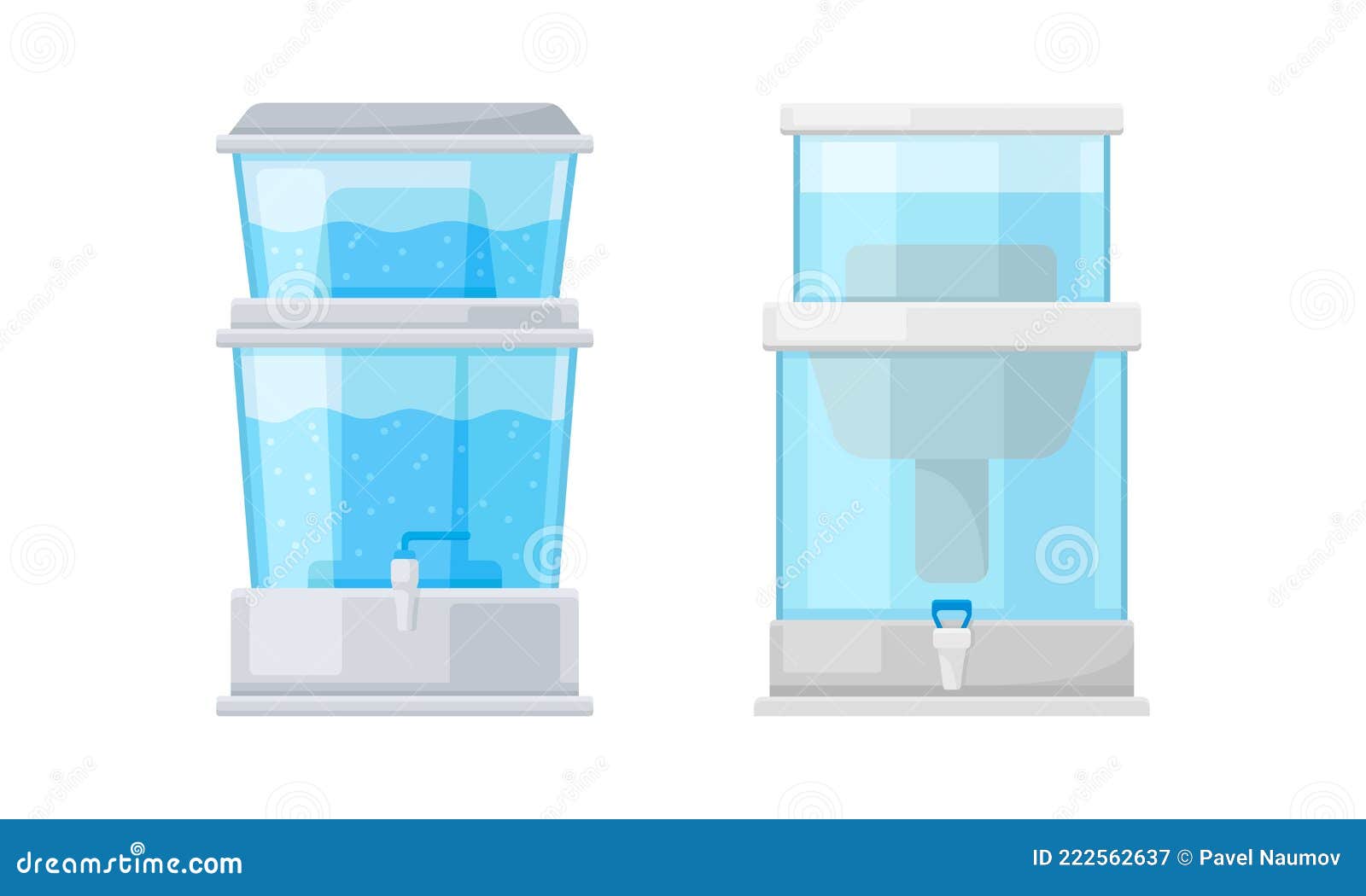 Portative Container with Filter System for Drinking Water Vector Set ...