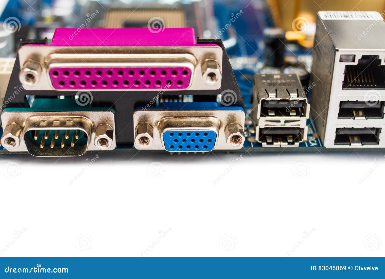 Porte Della Parte Posteriore Della Scheda Madre Del Computer Del PC ...