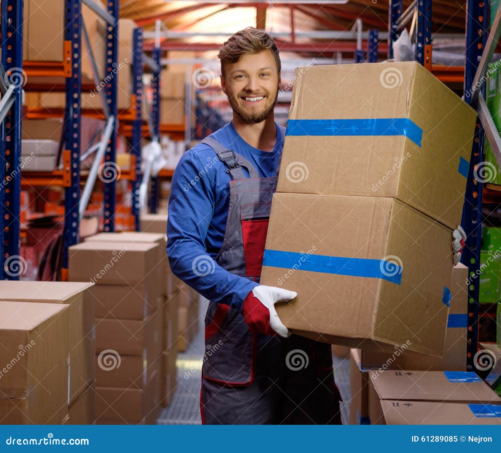 Porter carrying boxes stock image. Image of retail, cargo - 61289085
