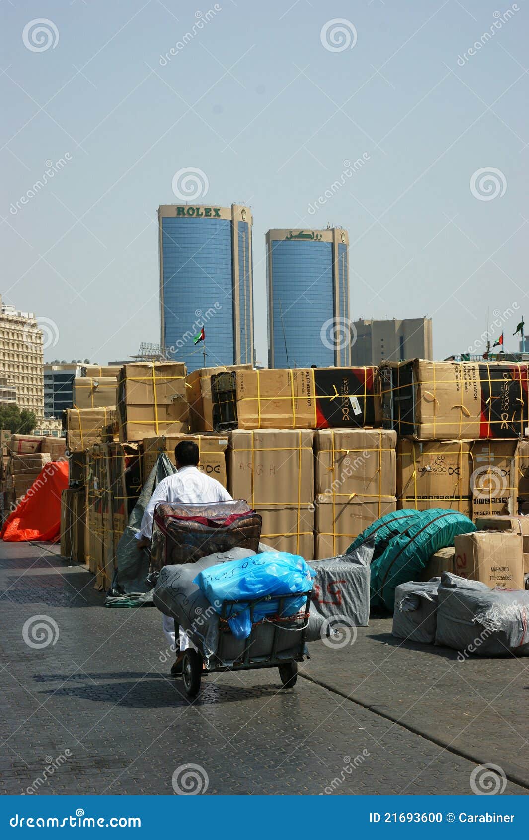 Porter Driven Cart with Packs in Port Said Editorial Image - Image of ...