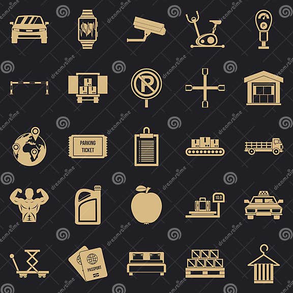 Porter Icons Set, Simple Style Stock Vector - Illustration of loader ...