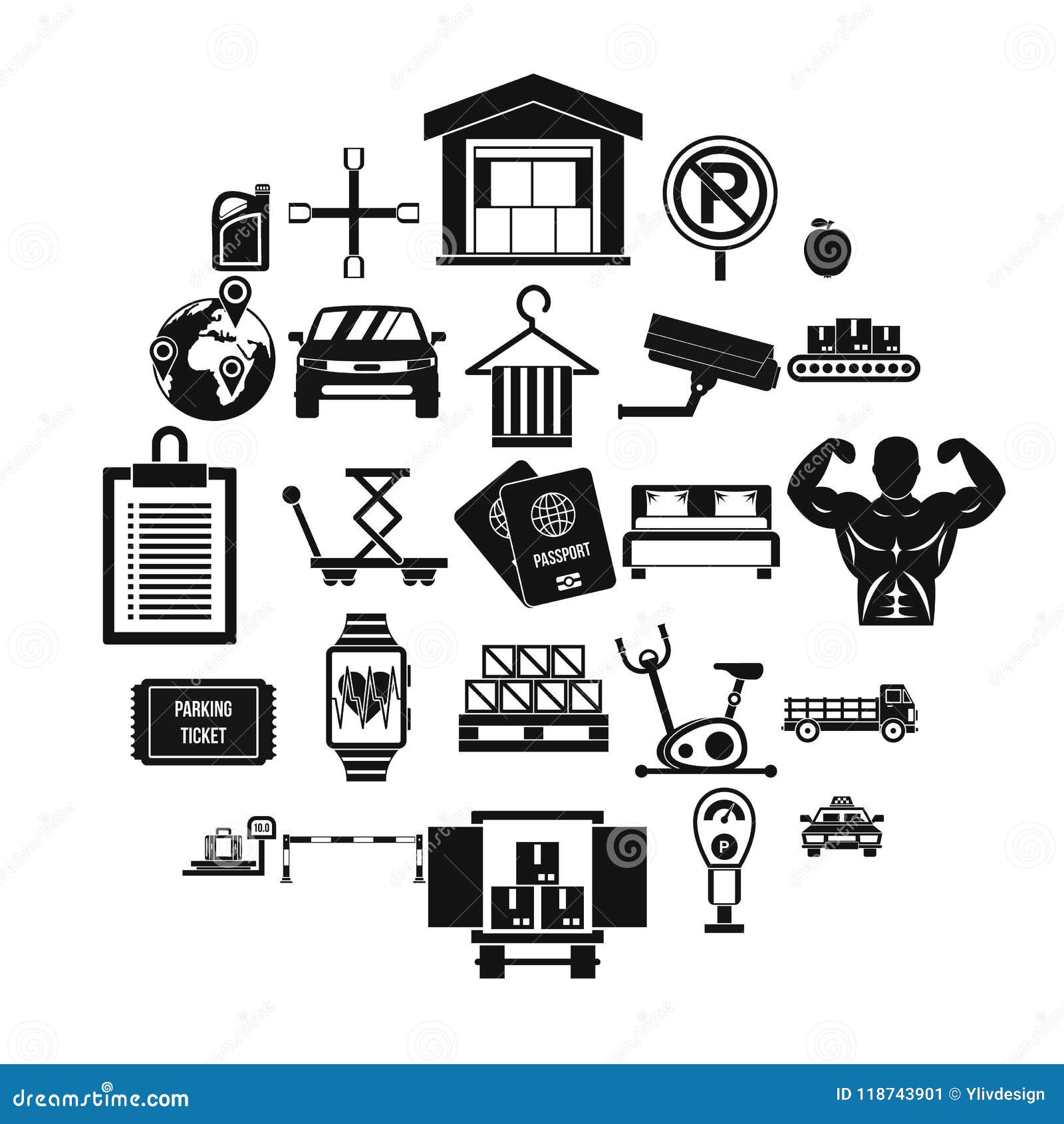 Porter Icons Set, Simple Style Stock Vector - Illustration of machinery ...