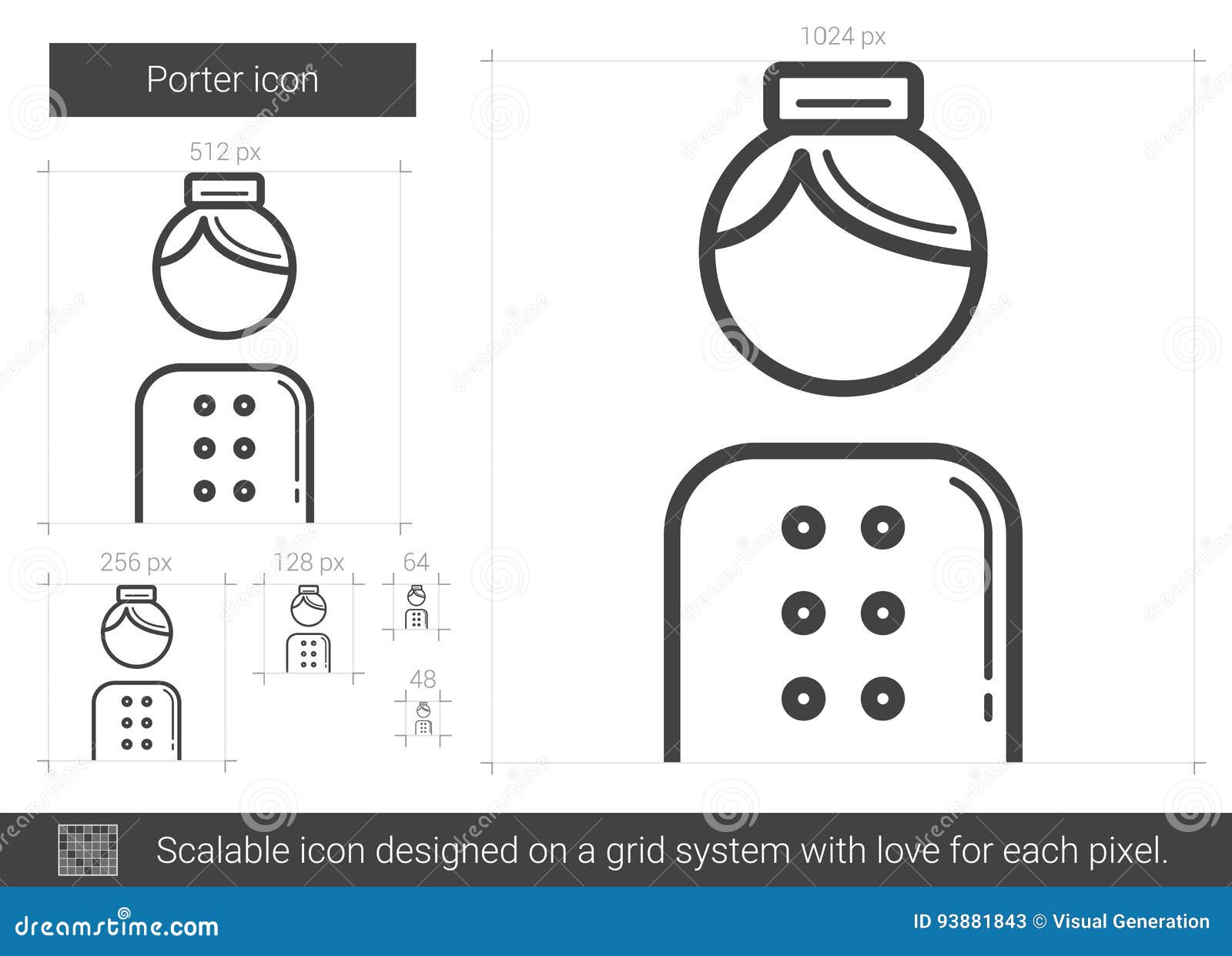 Porter line icon. stock vector. Illustration of male - 93881843