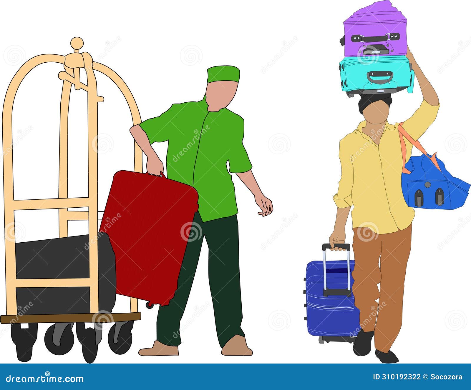 Porter Services Vector Flat Illustration Stock Illustration ...