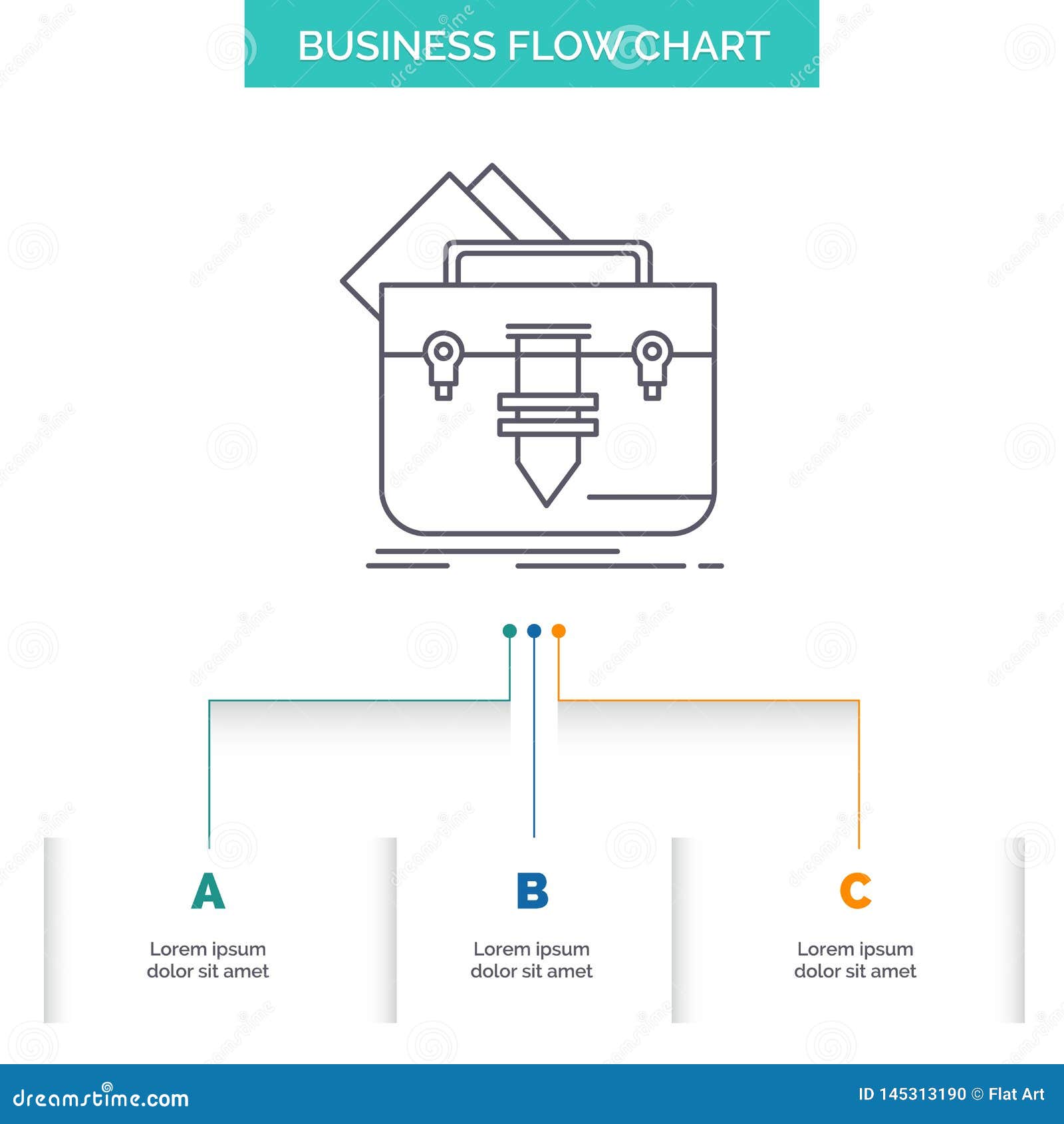 Portfolio, Bag, File, Folder, Briefcase Business Flow Chart Design with ...