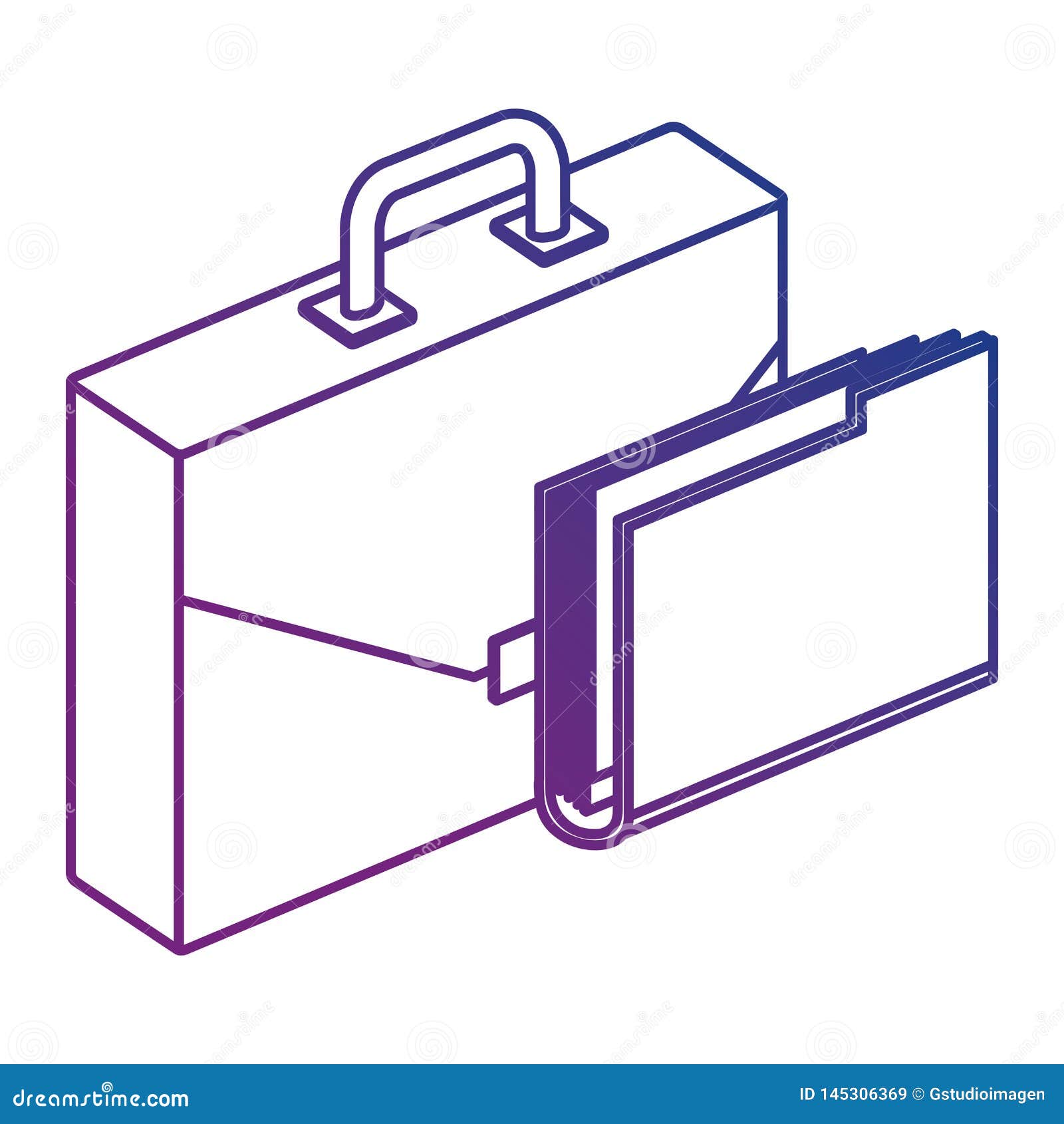 Portfolio Briefcase with Folder Isometric Stock Illustration ...