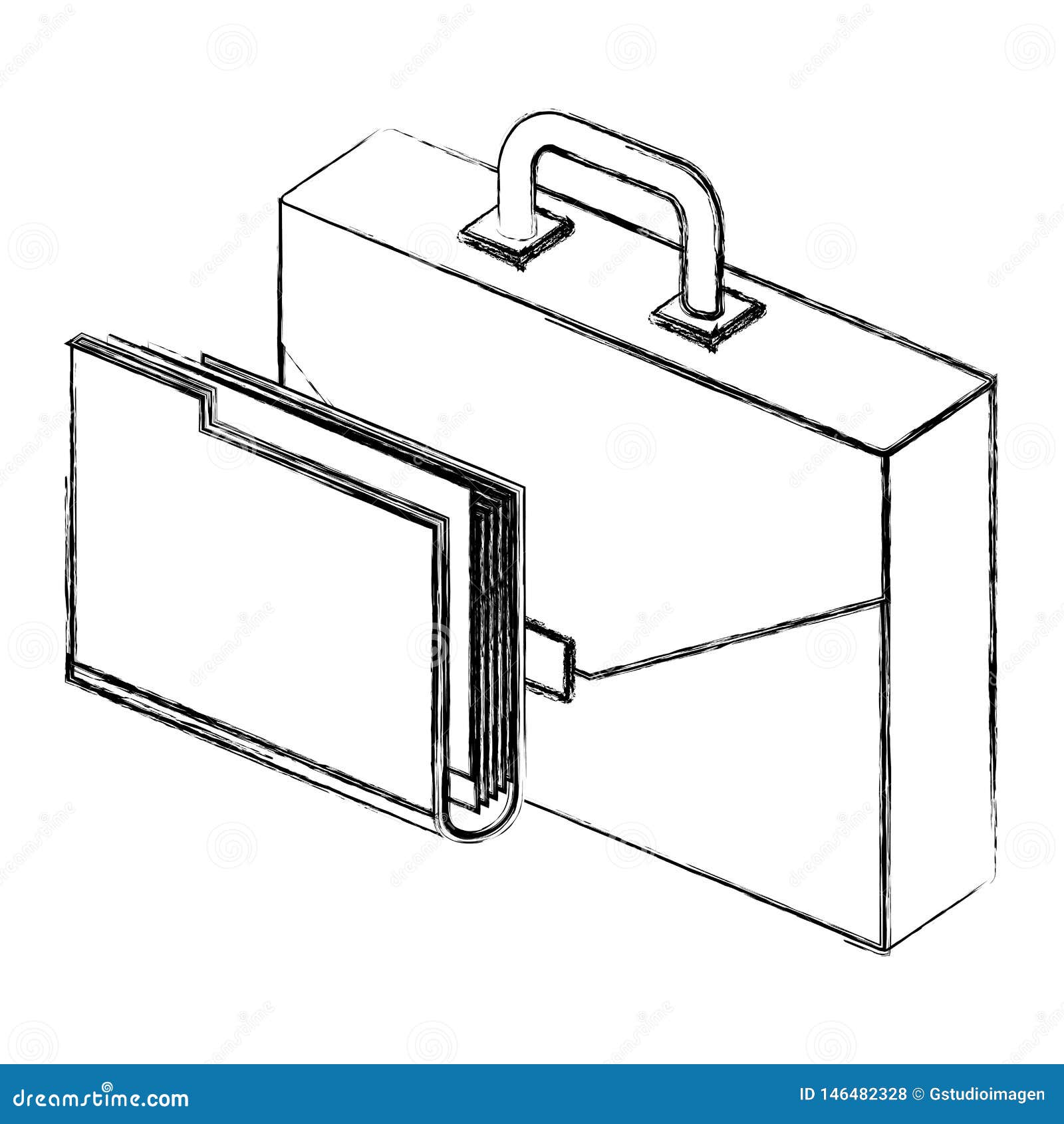 Portfolio Briefcase with Folder Isometric Stock Illustration ...