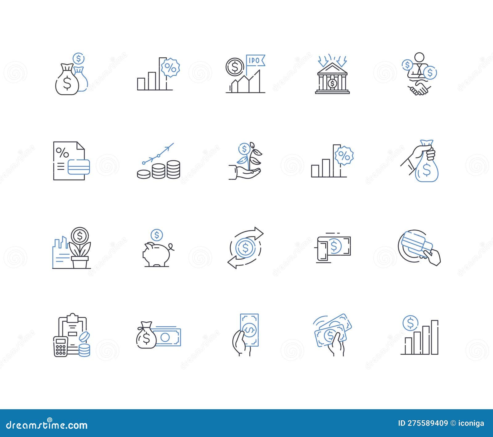 Portfolio Diversification Line Icons Collection. Allocation, Assets ...