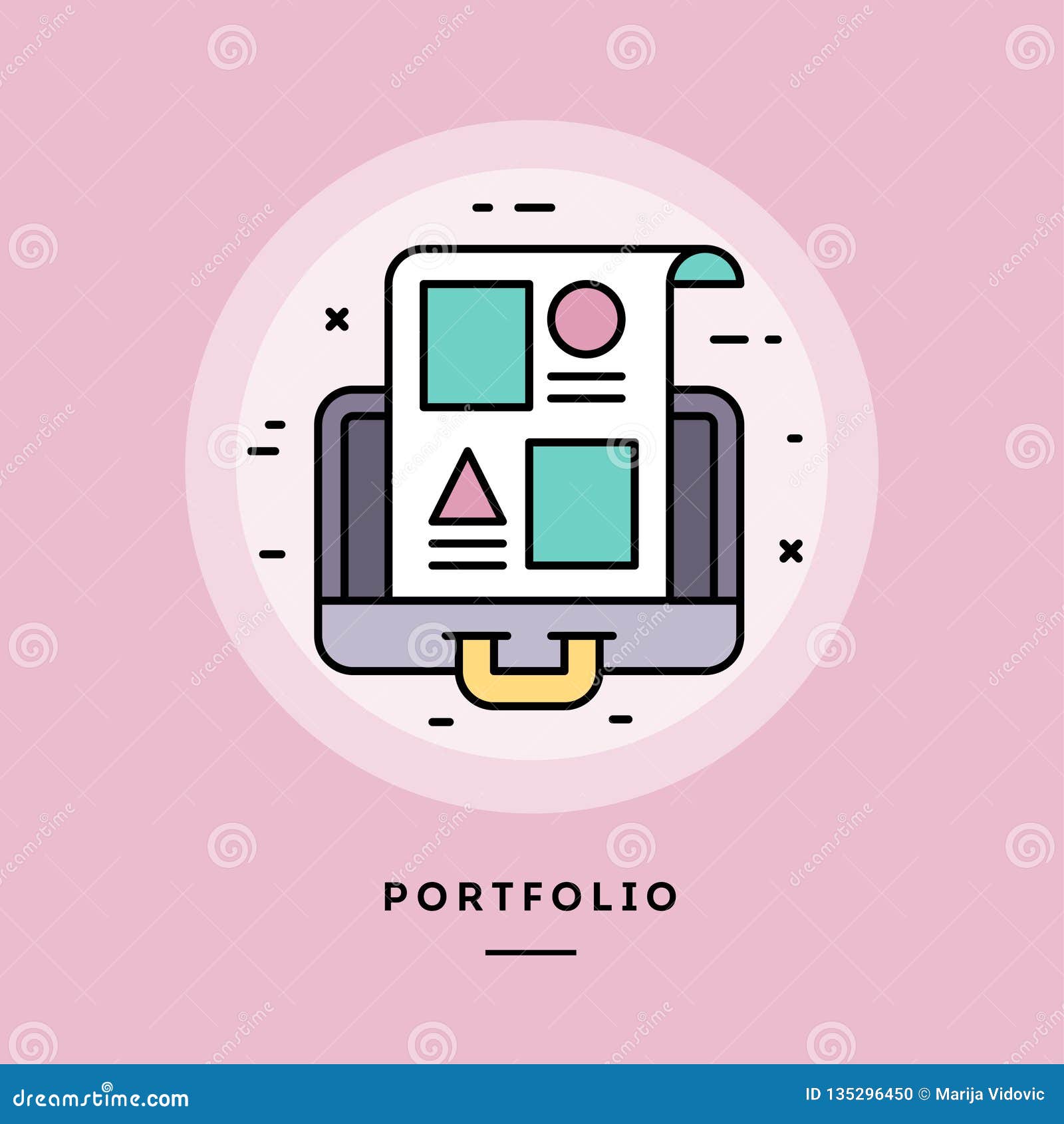 Portfolio, Flat Design Thin Line Banner. Vector Illustration. Stock ...